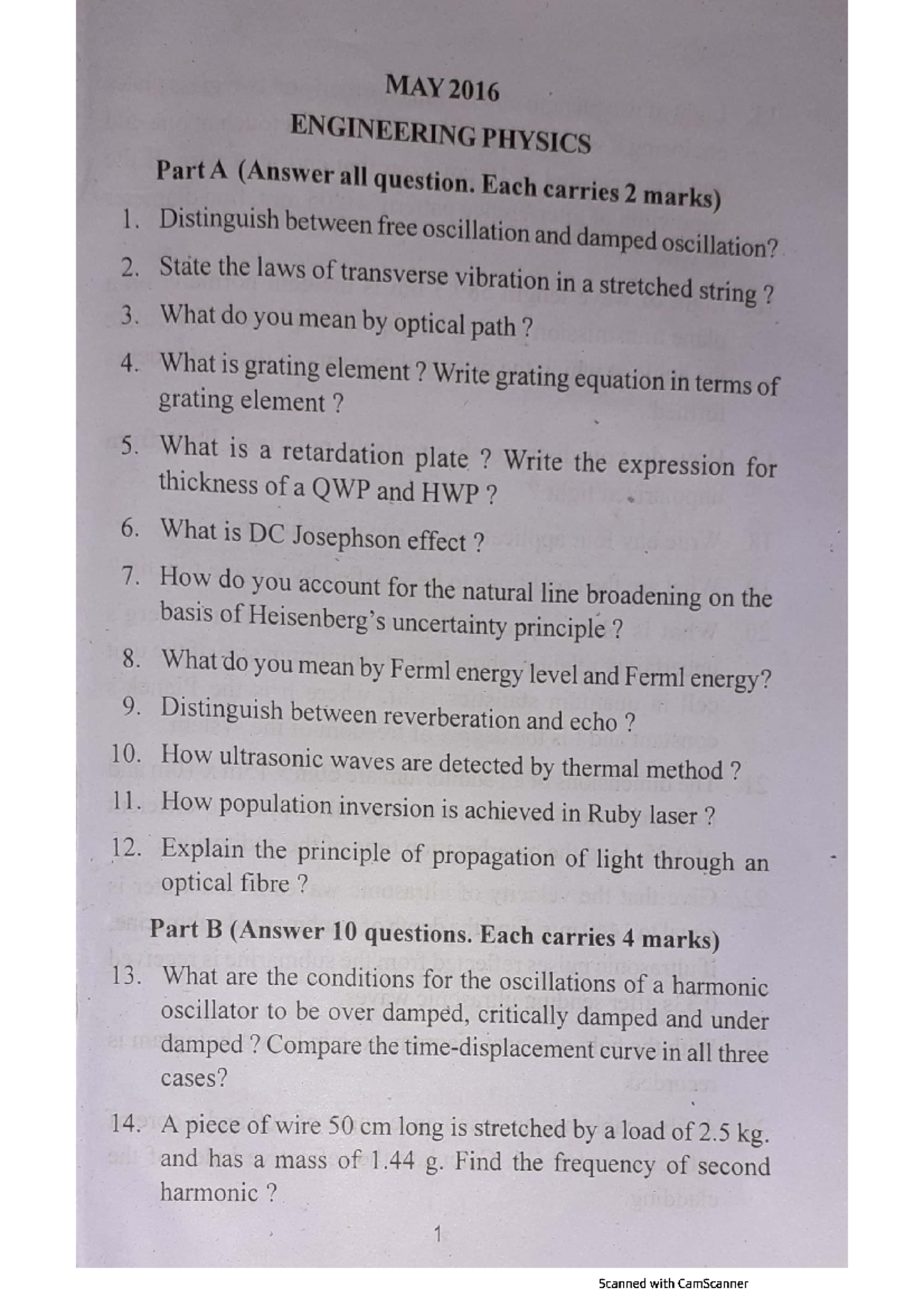 Phy qsbank - Question bank of Engineering Physics A - KTU 1St year ...
