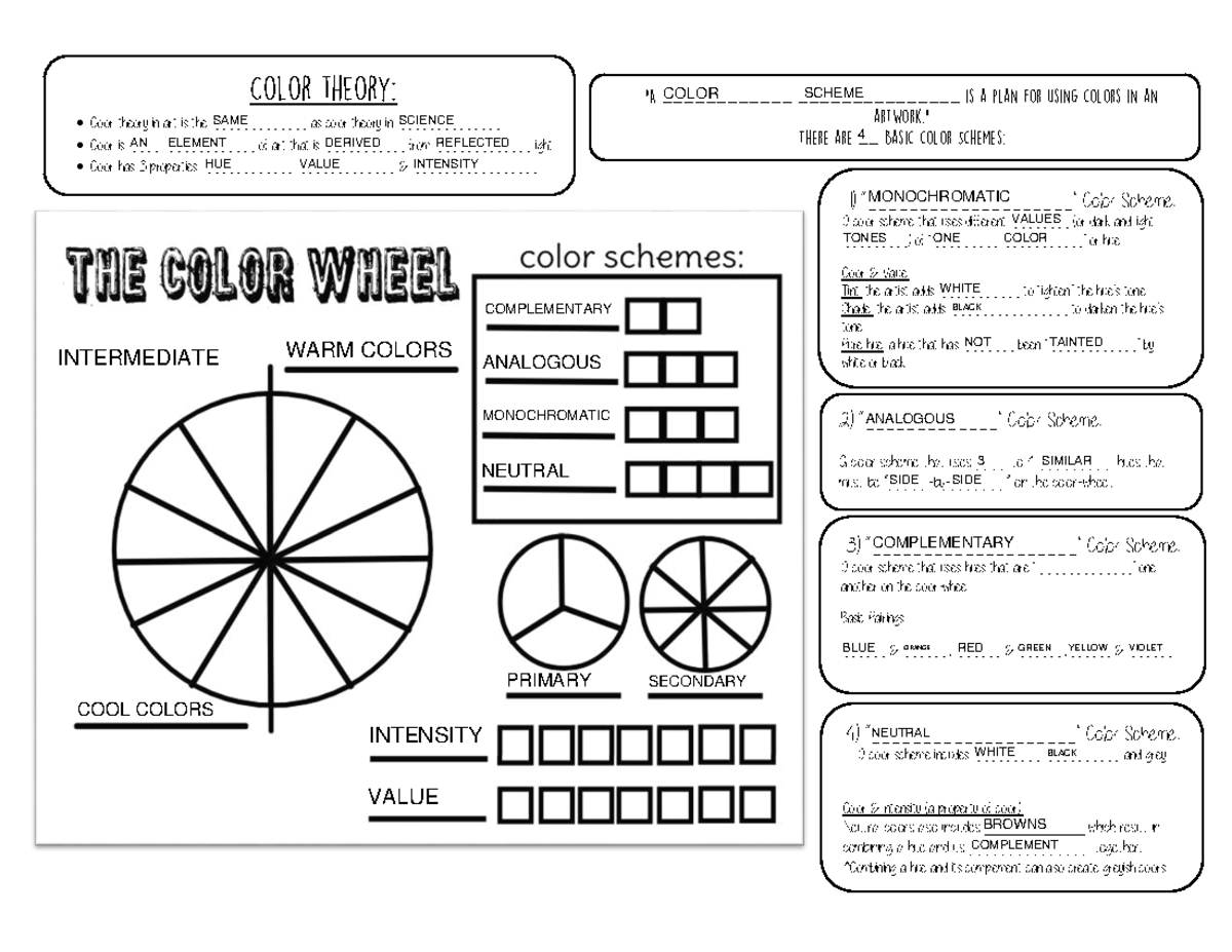 Elementsof Art Color Lesson Notes ALLGrades Digital studentcopy - “A is ...