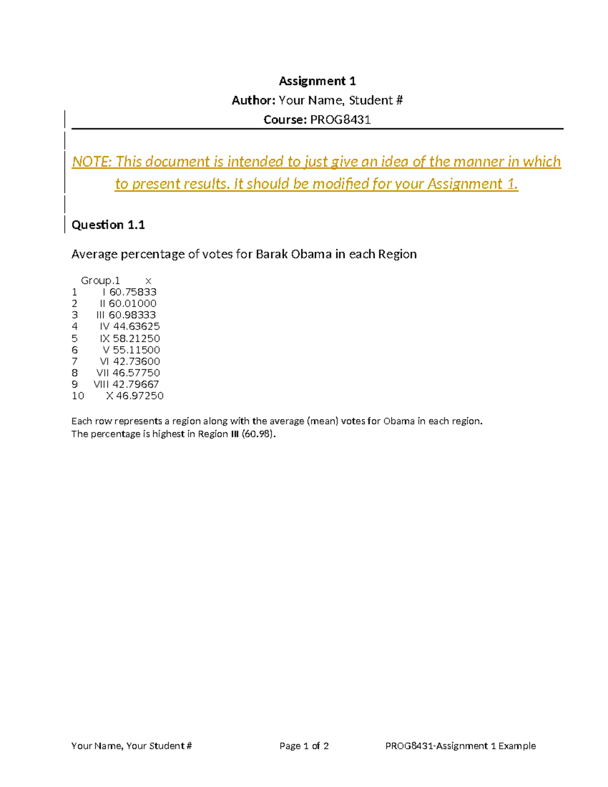 Assignment 1 - Format Sample - 24W - Assignment 1 Author: Your Name, Student Course: PROG NOTE ...