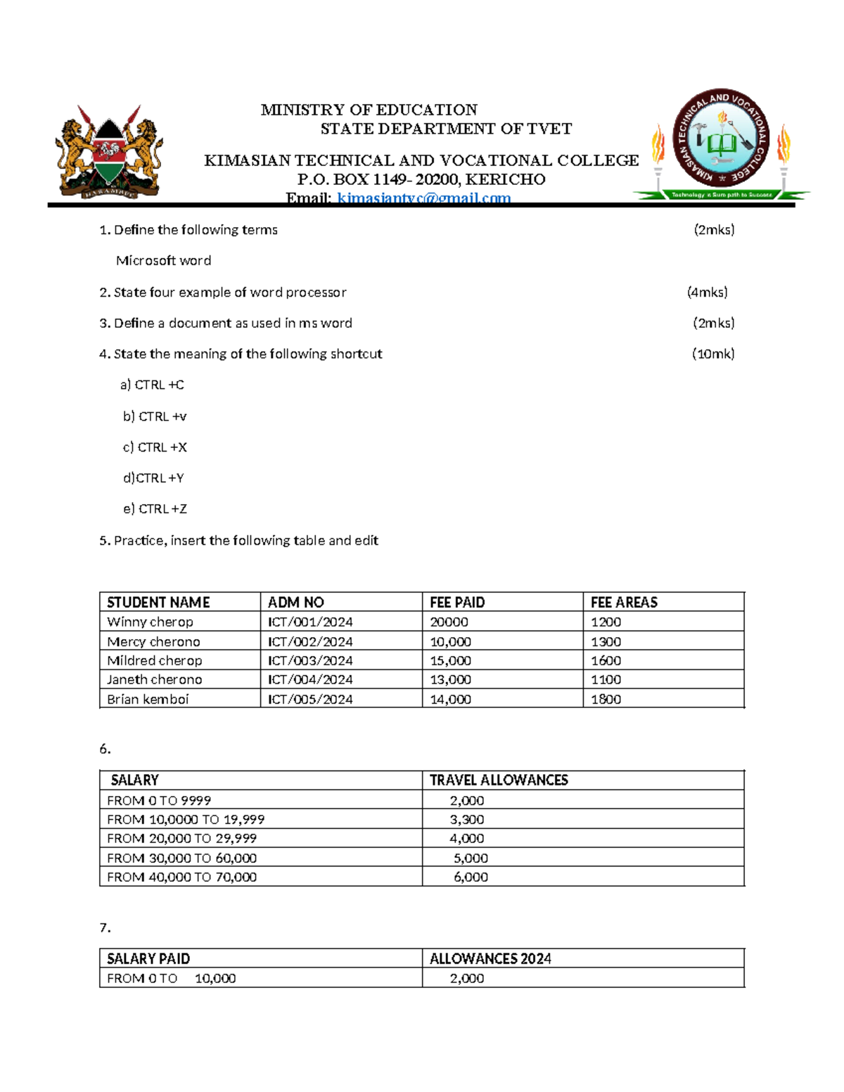 MICROSOFT WORD NOTES - MINISTRY OF EDUCATION STATE DEPARTMENT OF TVET ...