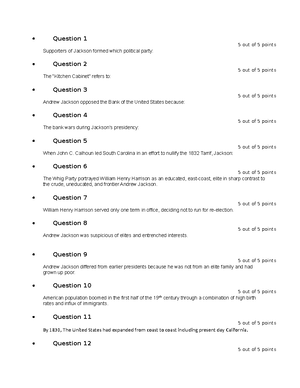 History 201 Jacksonian ERA week 5 - Running head: JACKSONIAN ERA ...
