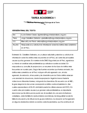 Tarea de compresion - Consigna para la Tarea académica 1 Comprensión y Redacción de Textos 1 1 ...