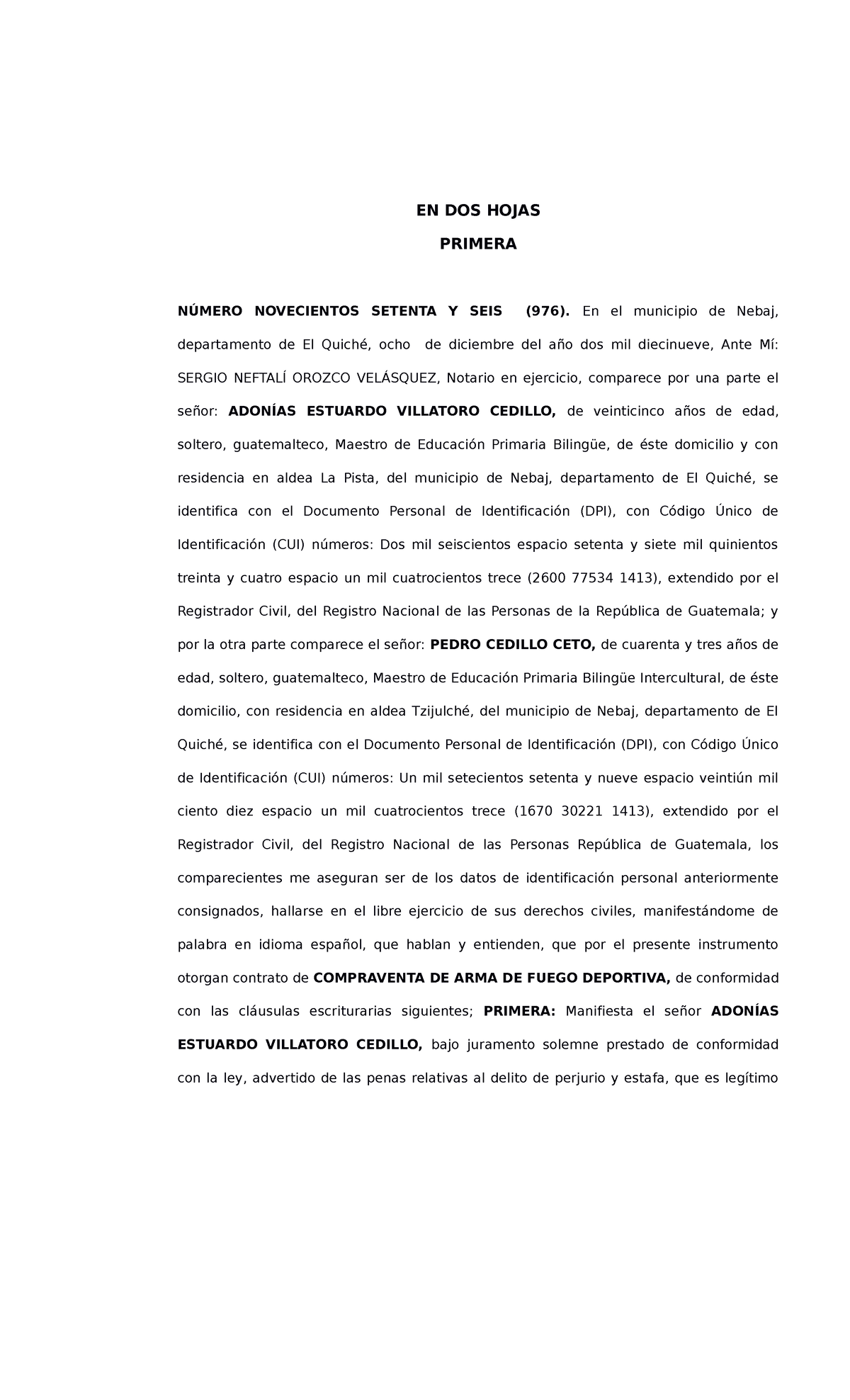 Adonías Estuardo Villatoro Y Pedro Cedillo CETO - EN DOS HOJAS PRIMERA ...