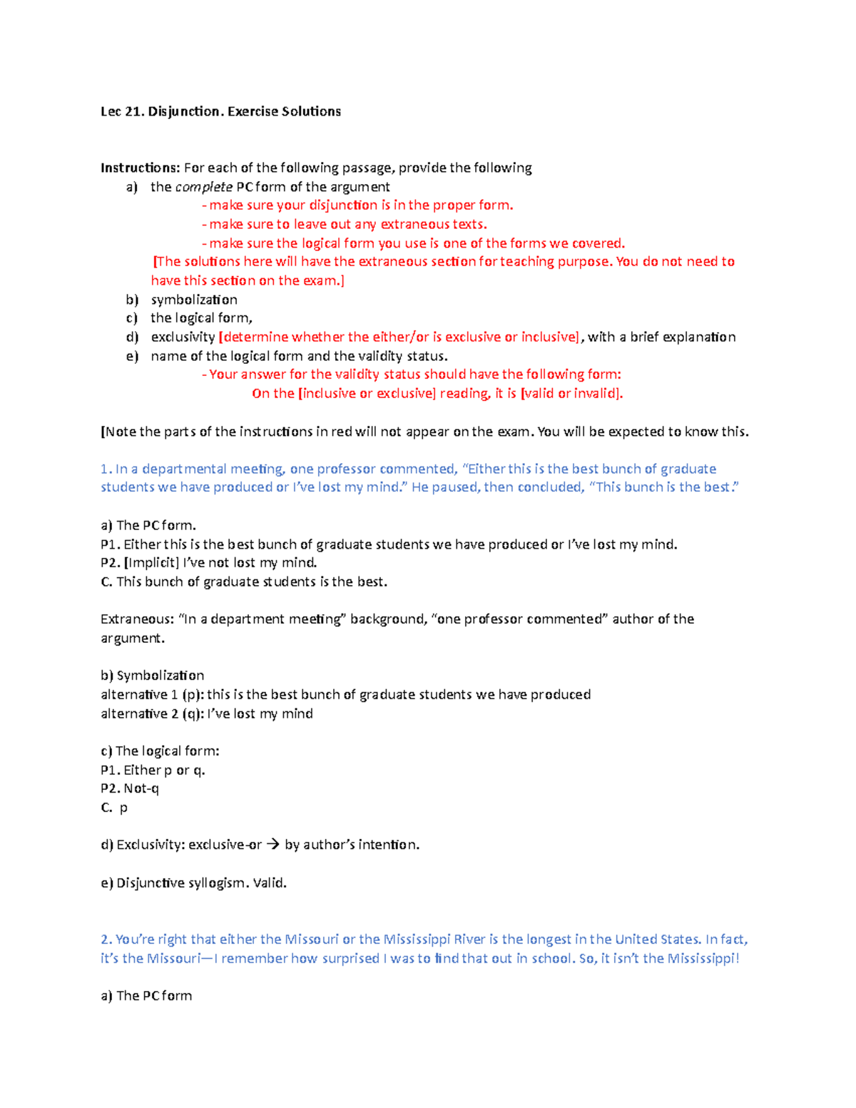 Lec 21 - Disjunction - Exercise Solutions - Lec 21. Disjunction ...