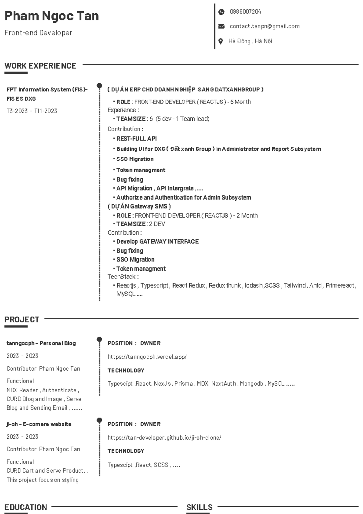 123123 - 123 - Pham Ngoc Tan Front-end Developer 0986007204 contact@gmail Hà Đông , Hà Nội - Studocu