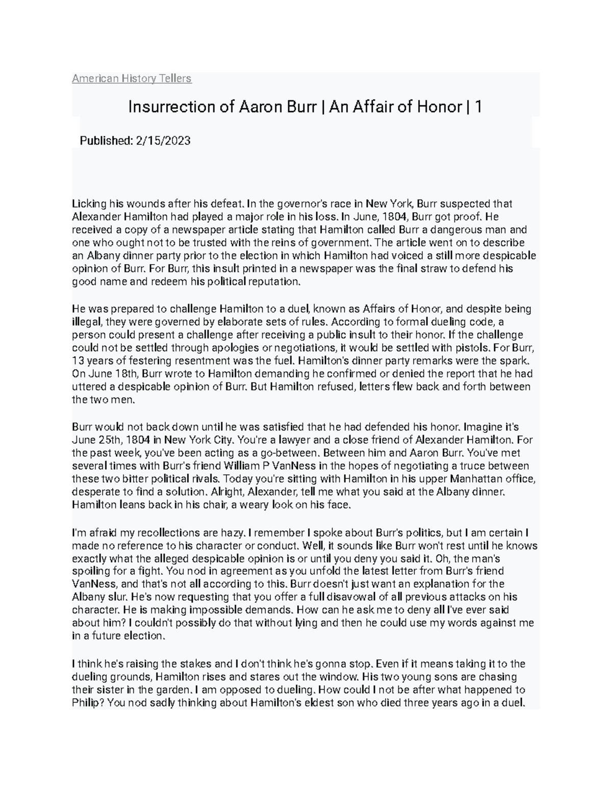 Ten Things You Need to Know About the Hamilton-Burr Duel - American ...