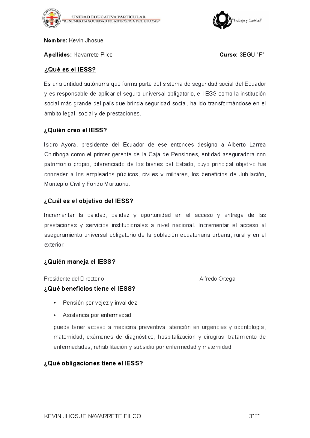 FOL Proyecto - Nombre: Kevin Jhosue Apellidos: Navarrete Pilco Curso ...