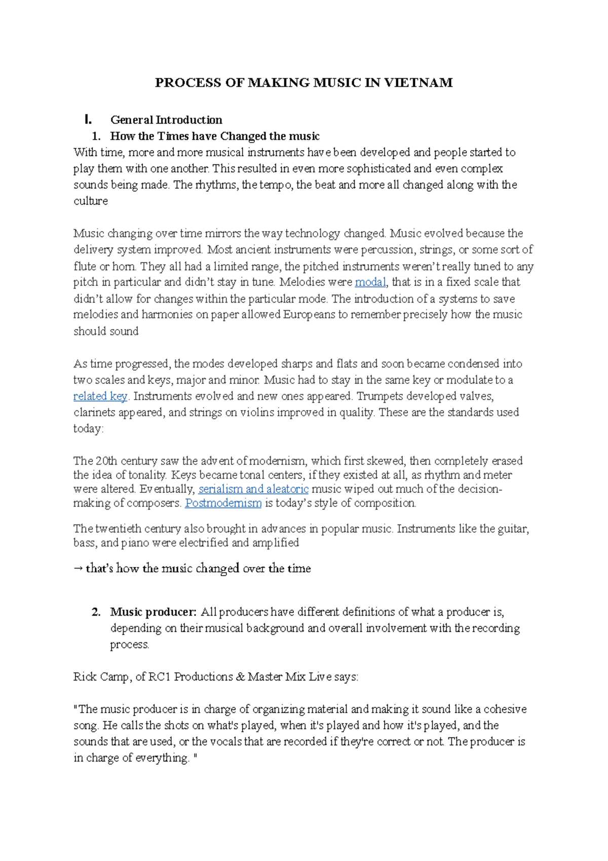 THE Process OF Making Music IN Vietnam - PROCESS OF MAKING MUSIC IN ...