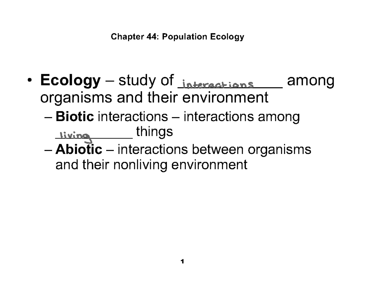 10-popecol 2023-student - Ecology – study of ____________ among ...
