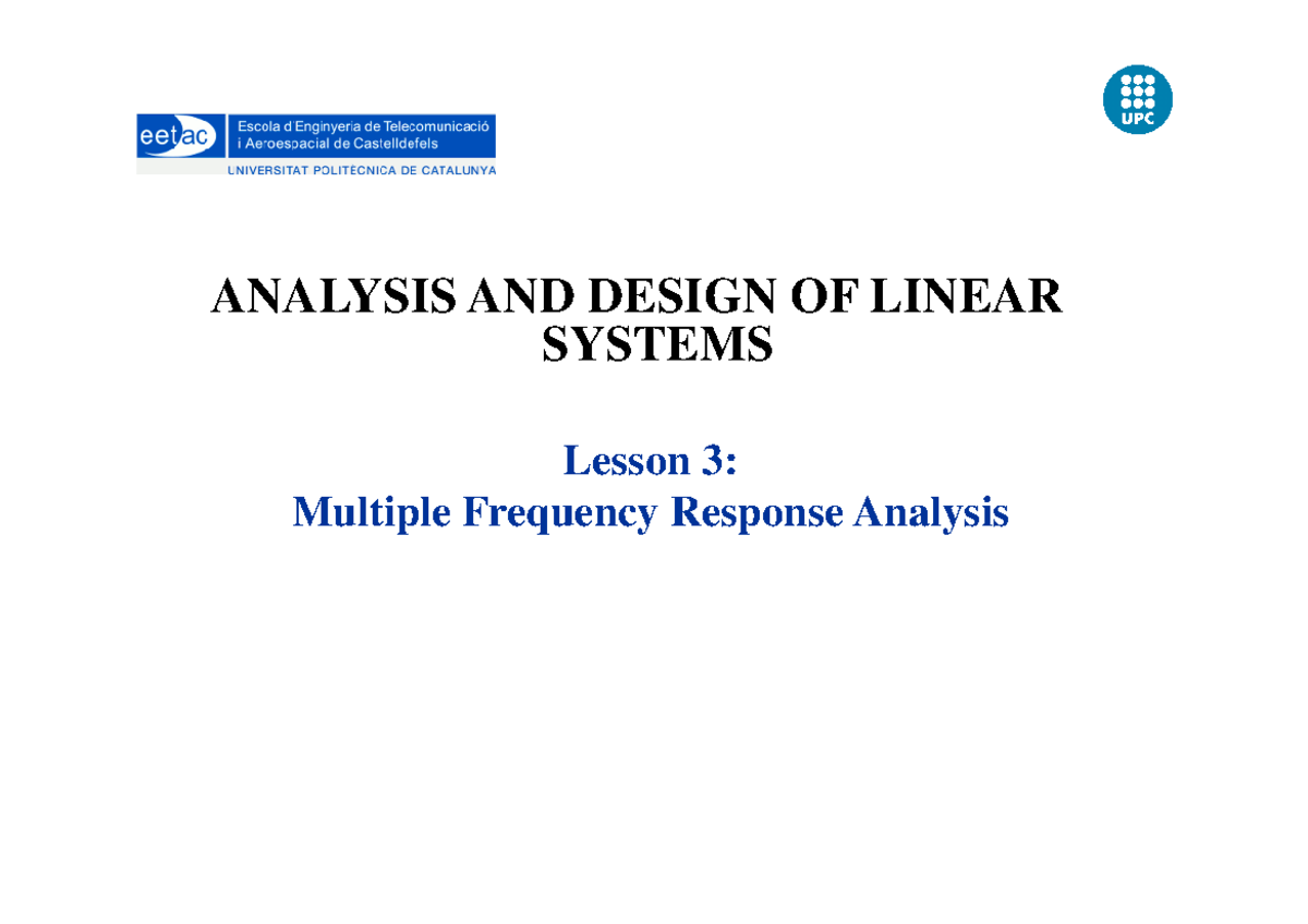 3.- Lesson 3 SL 2 - resumen tema 3 - Lesson 3: ANALYSIS AND DESIGN OF ...