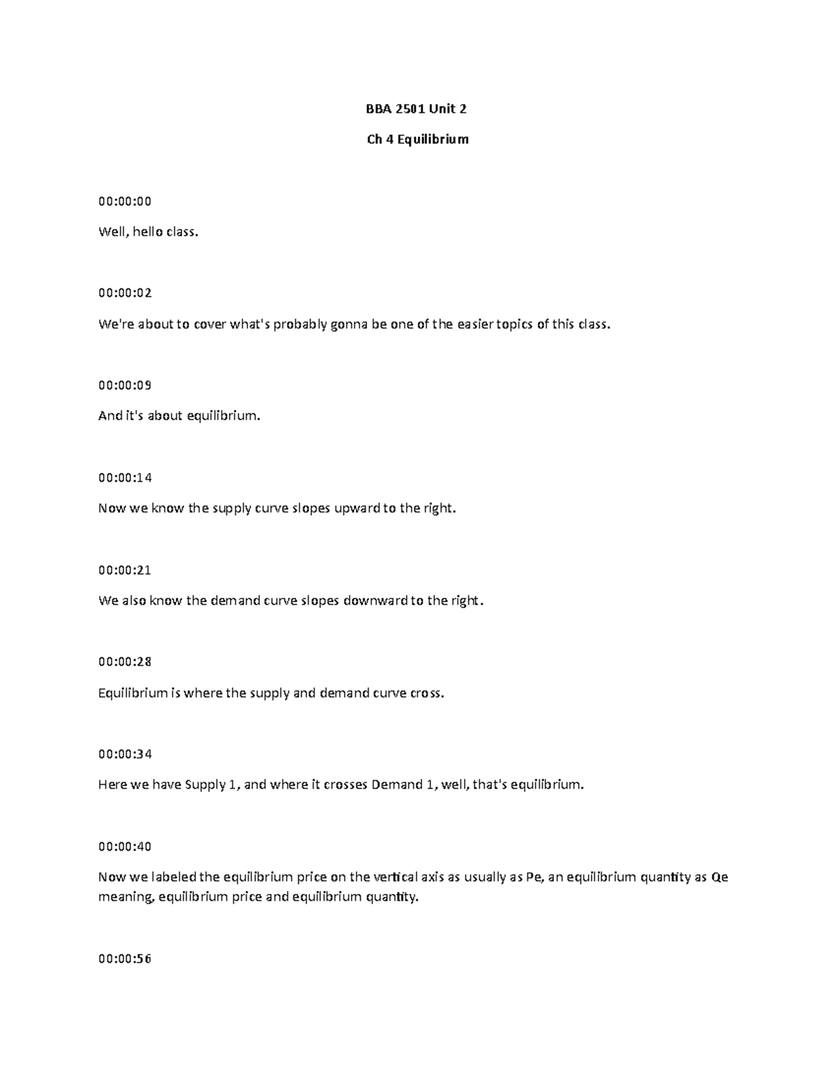 Transcript unit 2 ch 4 equilibrium - BBA 2501 Unit 2Ch 4 Equilibrium 00 ...