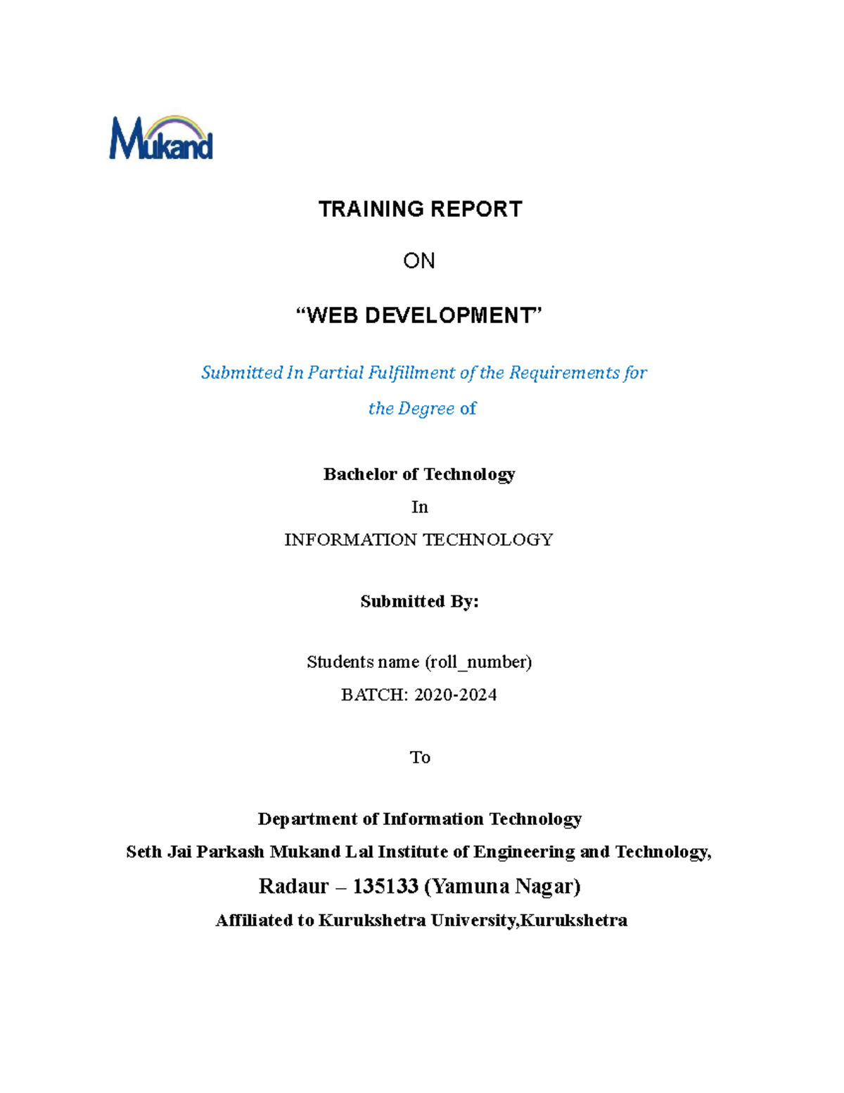 Weather Report - TRAINING REPORT ON “WEB DEVELOPMENT” Submitted In ...