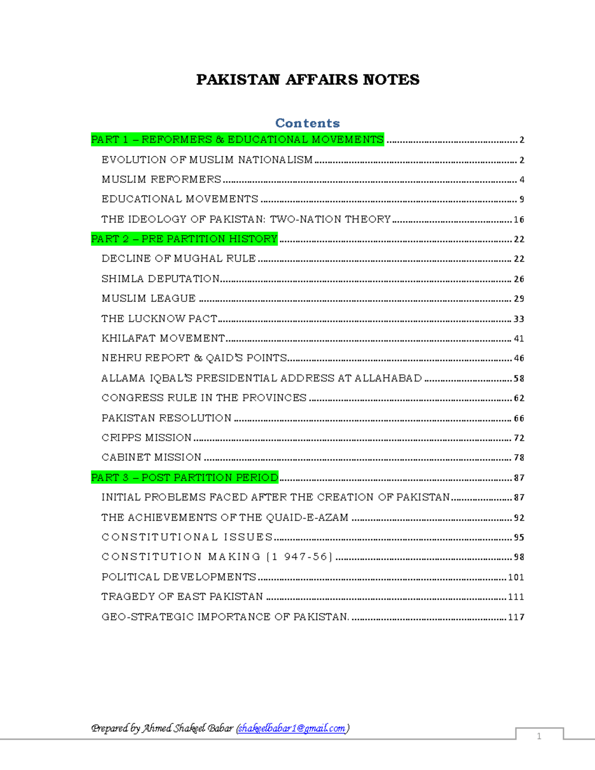 Pakistan Affairs Notes By Shakeel Babar.pdf ( PDFDrive ) - Prepared by ...