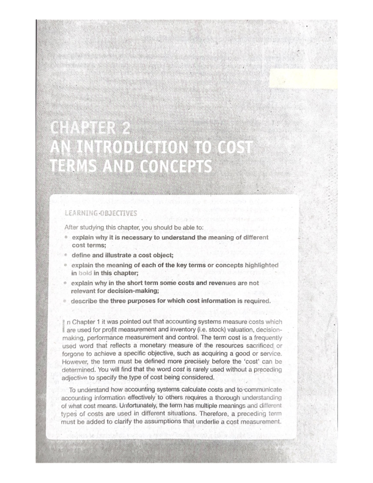 Cost Acctg. Chapter 2 - Accountancy - Studocu