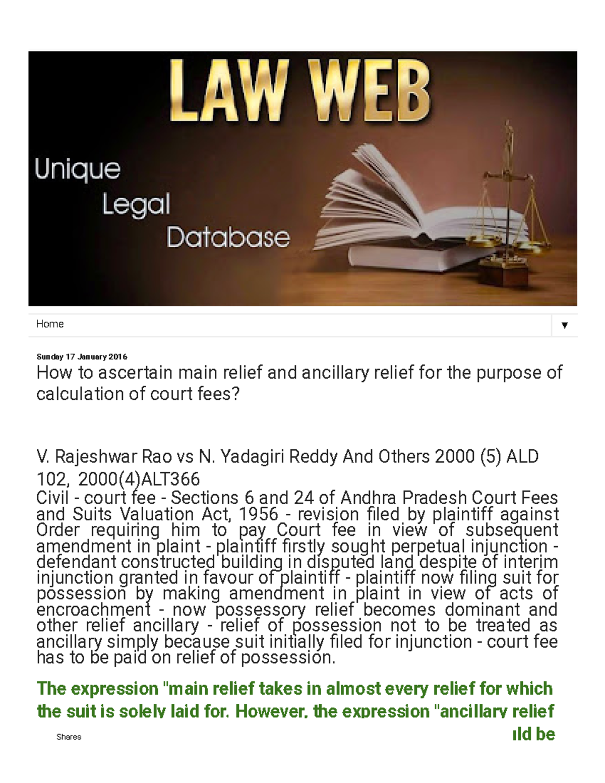 Law Web How to ascertain main relief and ancillary relief for the ...