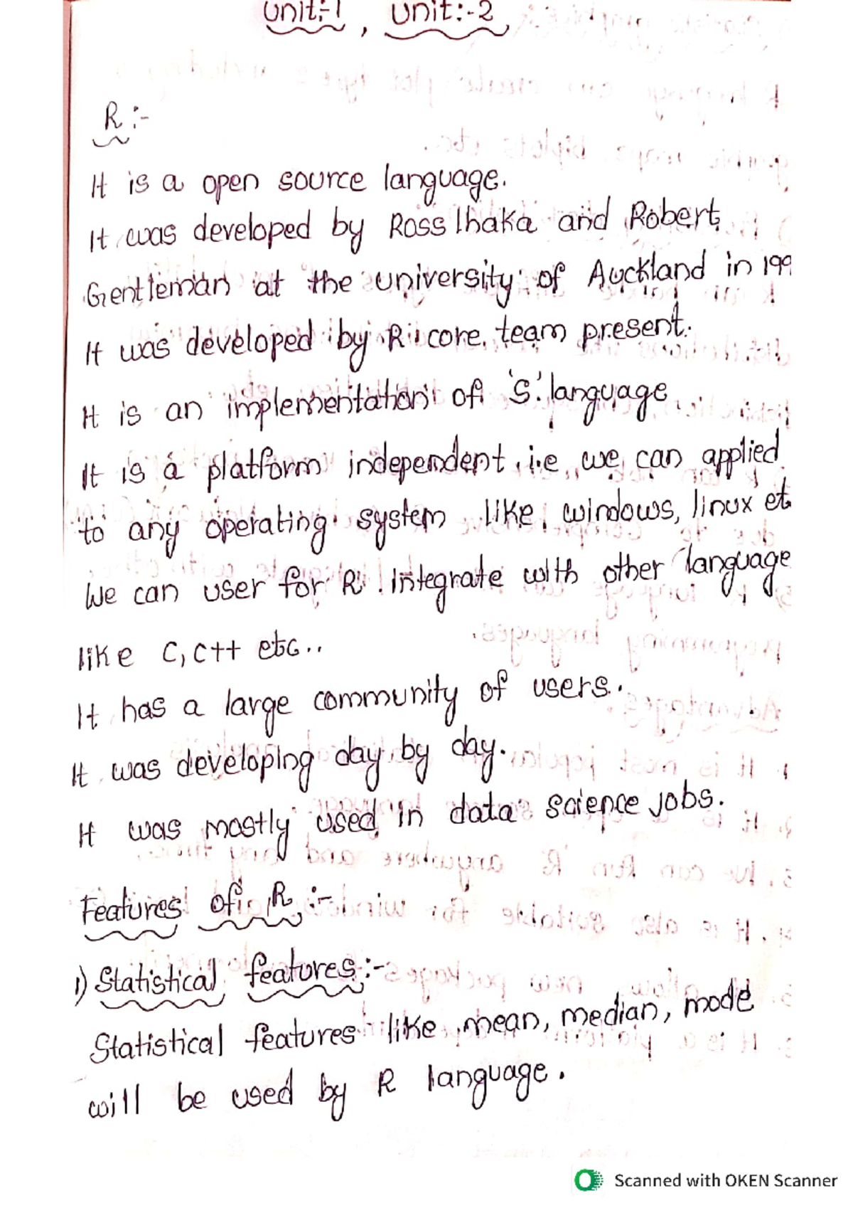 R Notes unit 1,2 - R language - Studocu