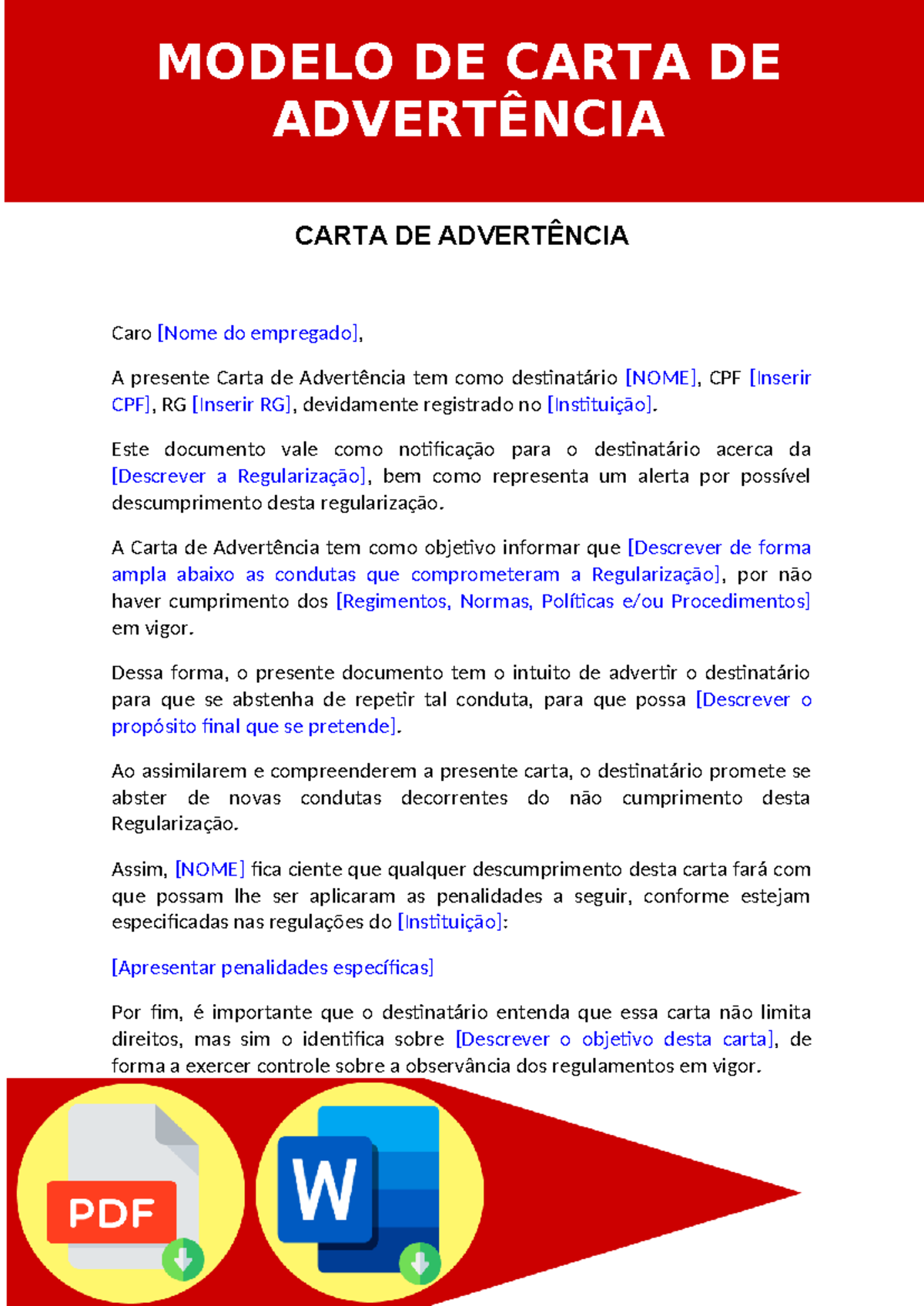 Modelo de Carta de Advertencia - MODELO DE CARTA DE ADVERTÊNCIA CARTA ...