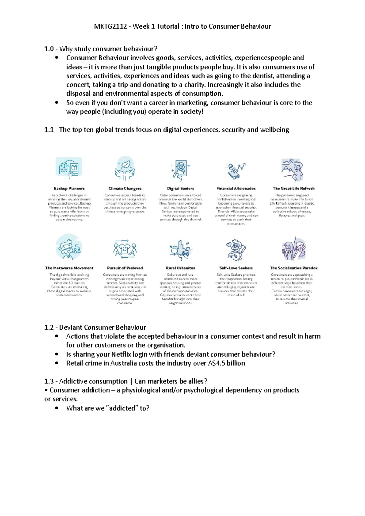 MKTG2112 - Week 1 Tutorial - Intro to Consumer Behaviour - MKTG2112 - Week 1 Tutorial : Intro to ...
