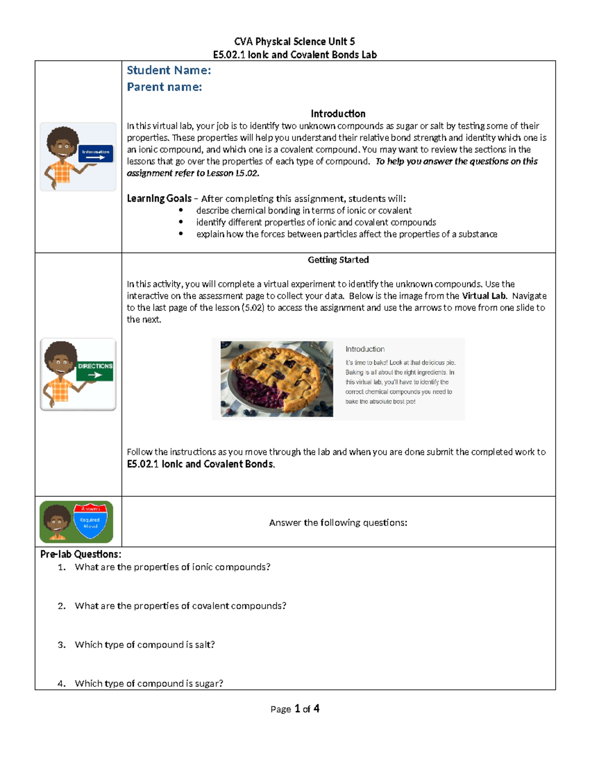 E5.02.1 Ionic and Covalent Bonds Lab - E5.02 Ionic and Covalent Bonds ...