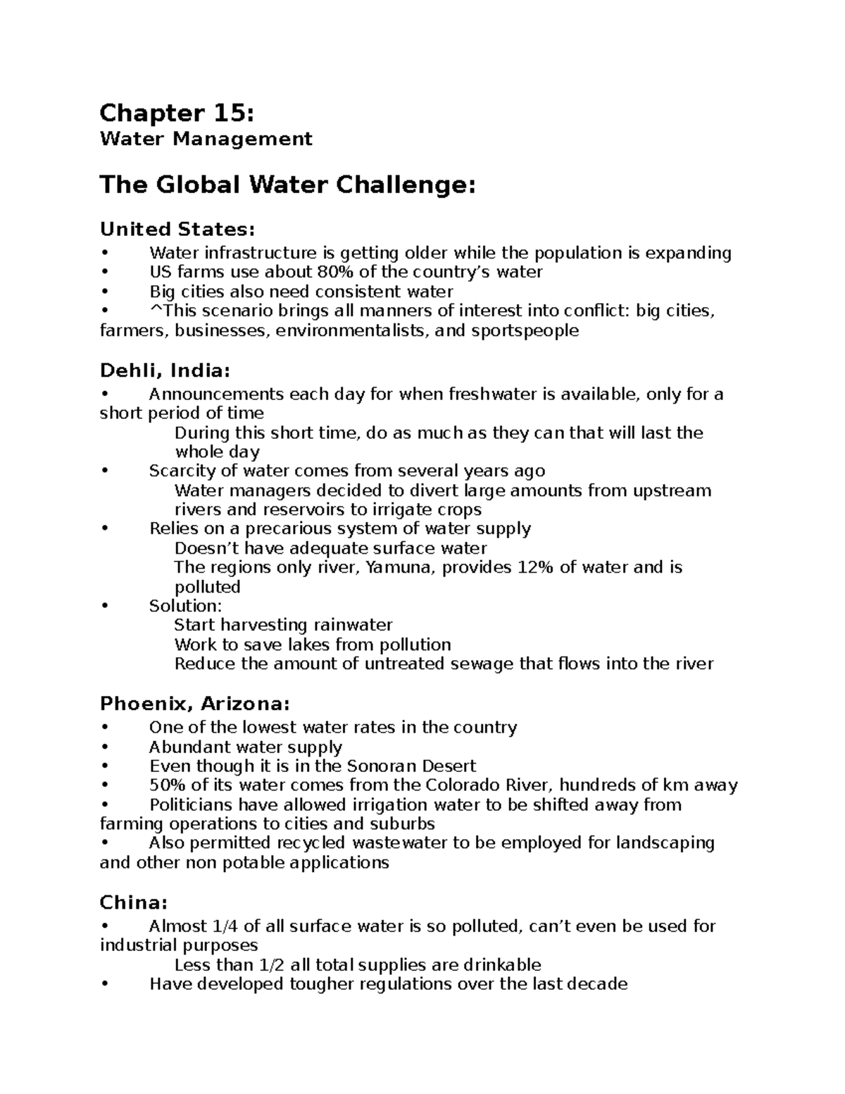 Chapter 15- Water Management - Chapter 15: Water Management The Global ...