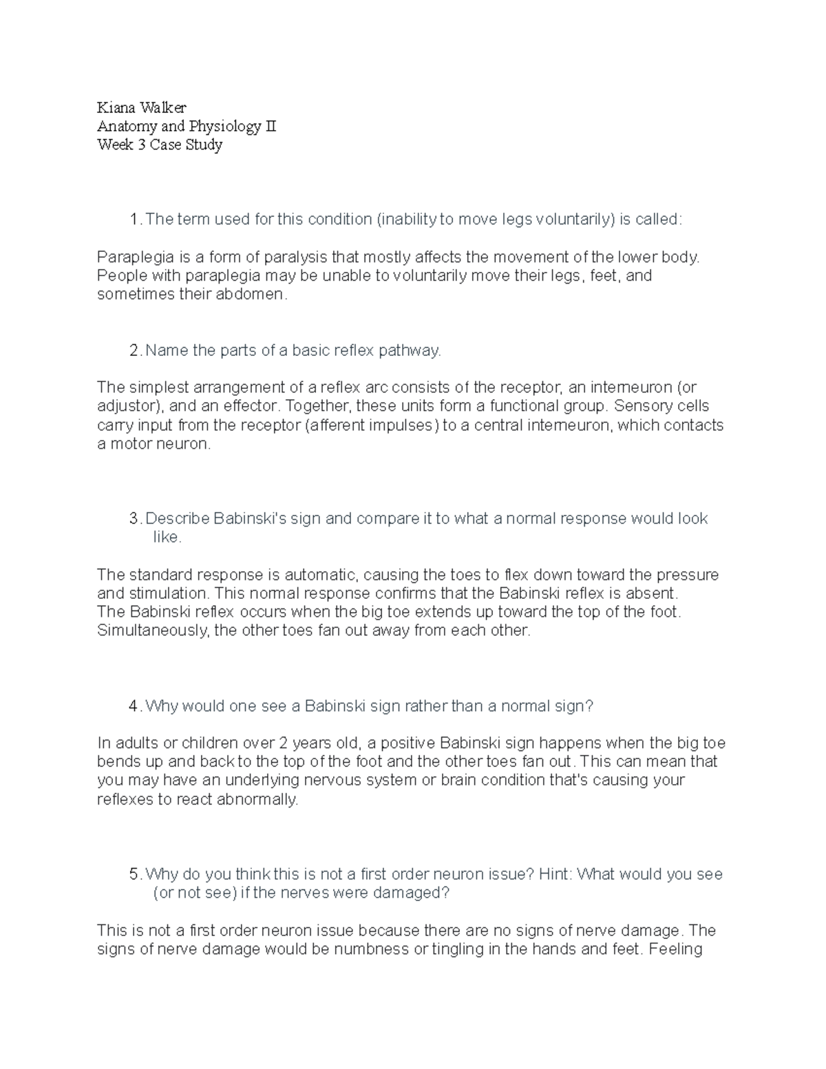 AP2 Week 3 Case Study - Kiana Walker Anatomy and Physiology II Week 3 ...