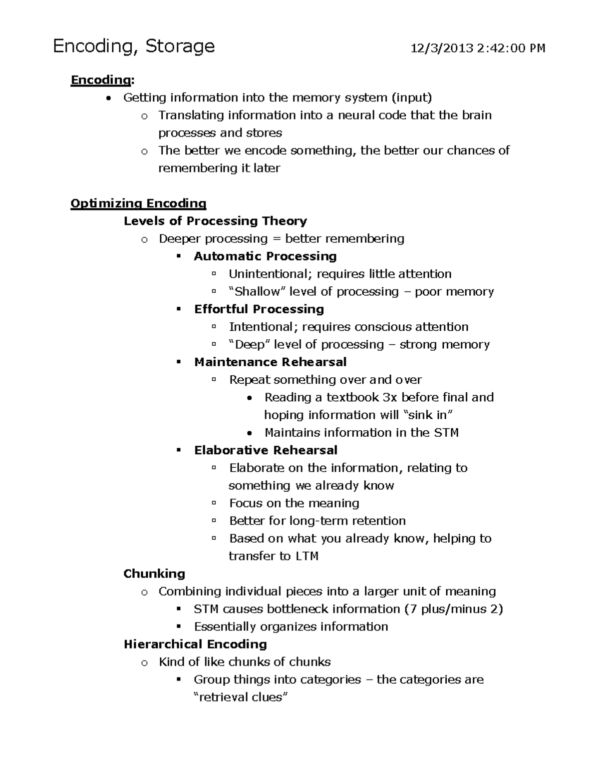 Encoding, Storage - Lecture Notes, Lecture 13,16 - Encoding, Storage 12 ...