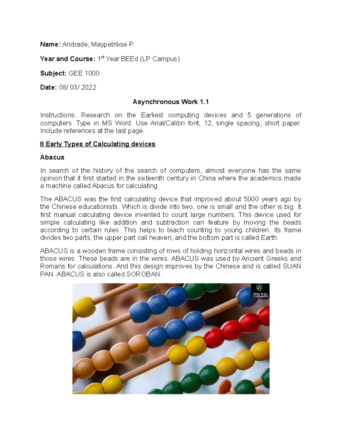 Earliest Computing Devices and 5 Generations of Computers - Name ...