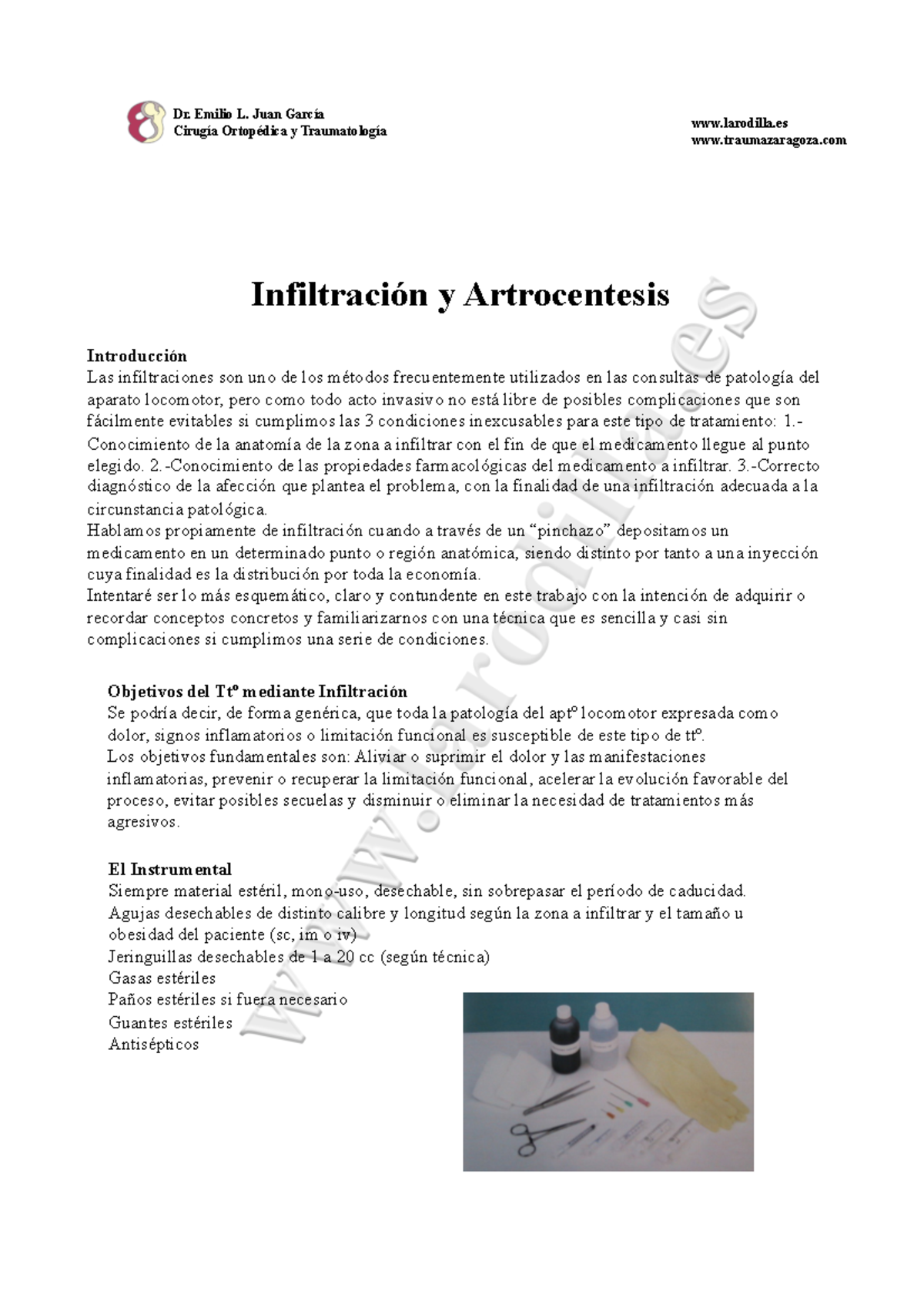 Rodilla. Infiltraciones y Artrocentesis - Dr. Emilio L. Juan García ...