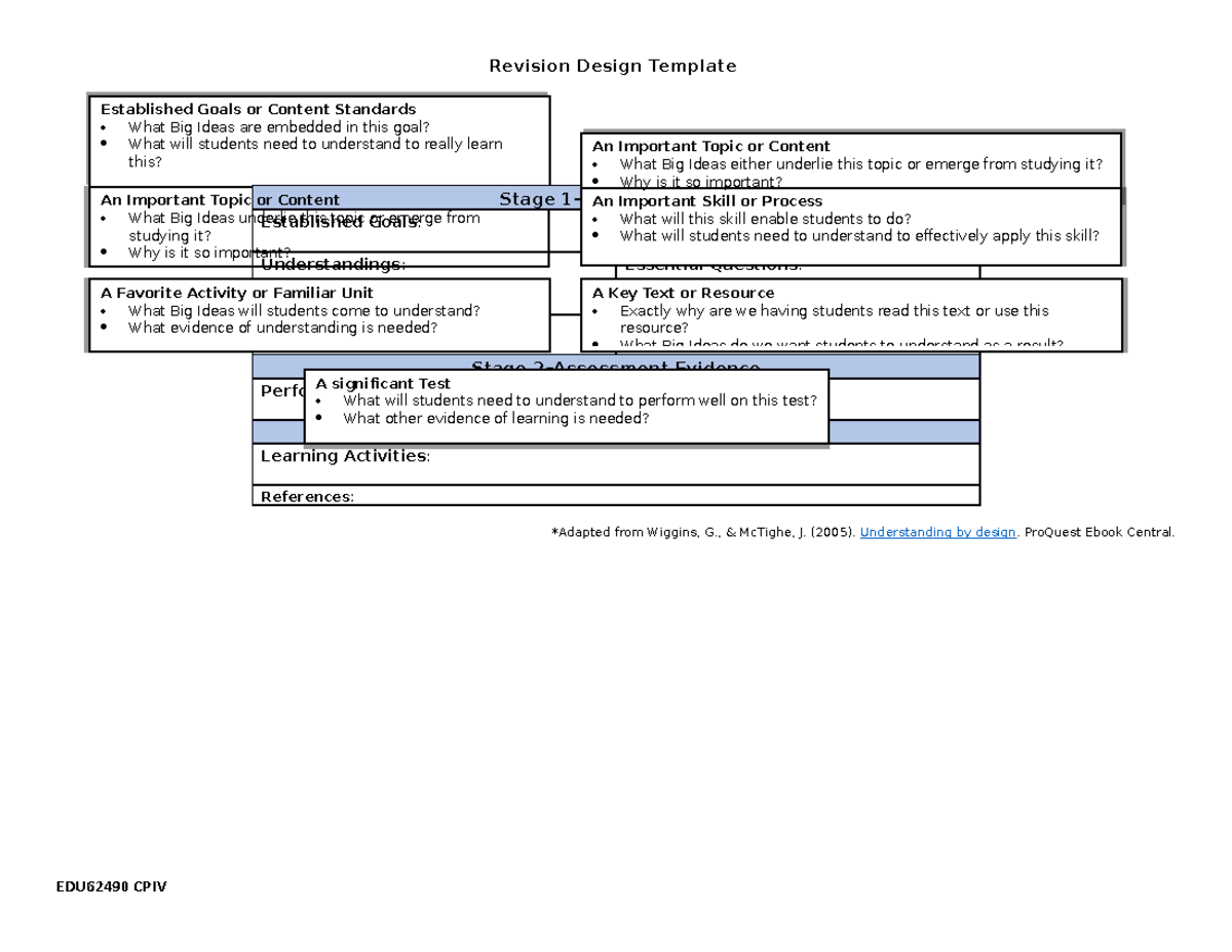 Revision Design Template - Revision Design Template Stage 1–Desired ...