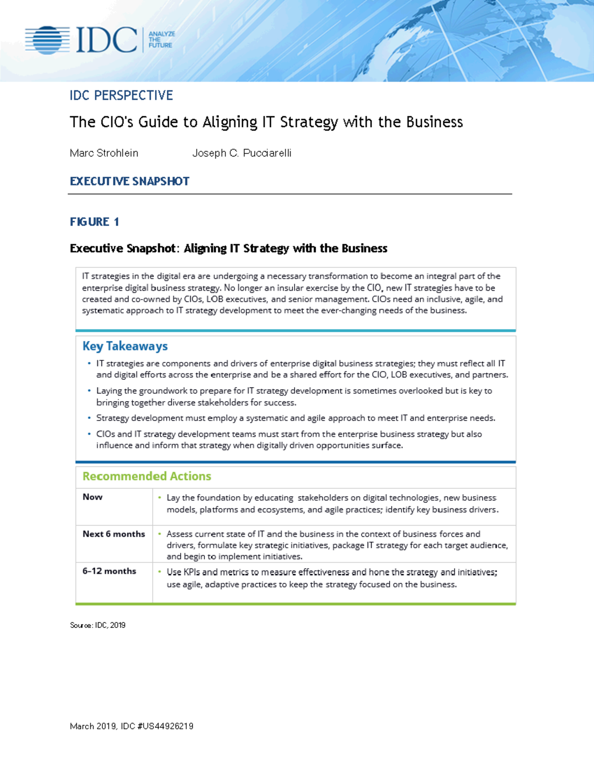 Cios guide to aligning it strategy - March 2019, IDC #US IDC ...