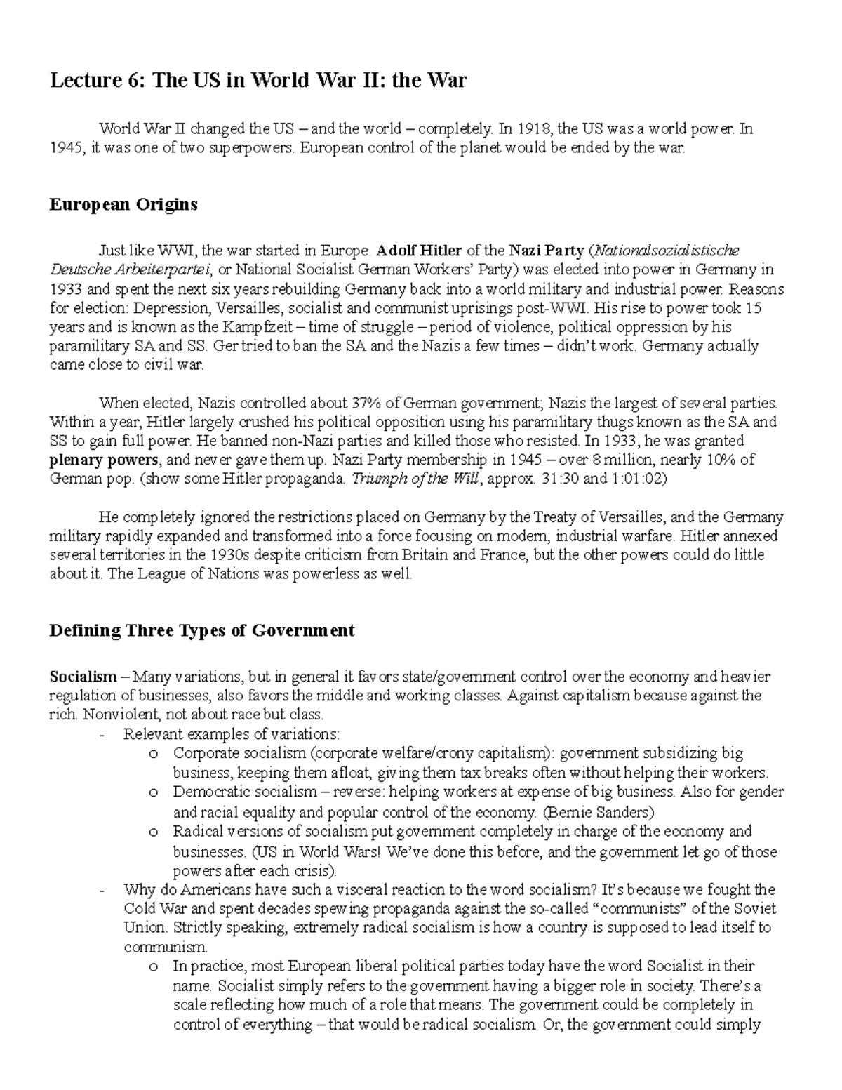 Lecture 6-USfrom 1865 - Lecture 6: The US in World War II: the War ...