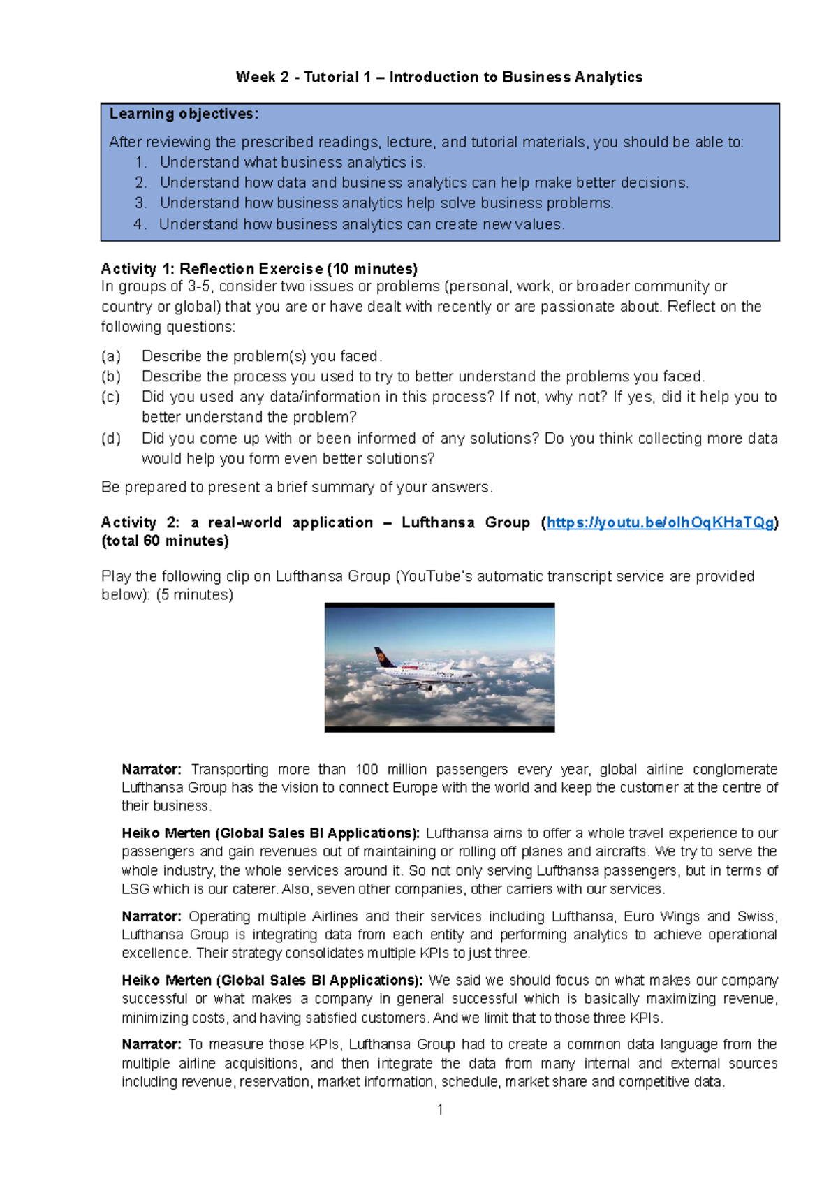 Week 2 Workshop 1 Questions - Week 2 - Tutorial 1 – Introduction to ...