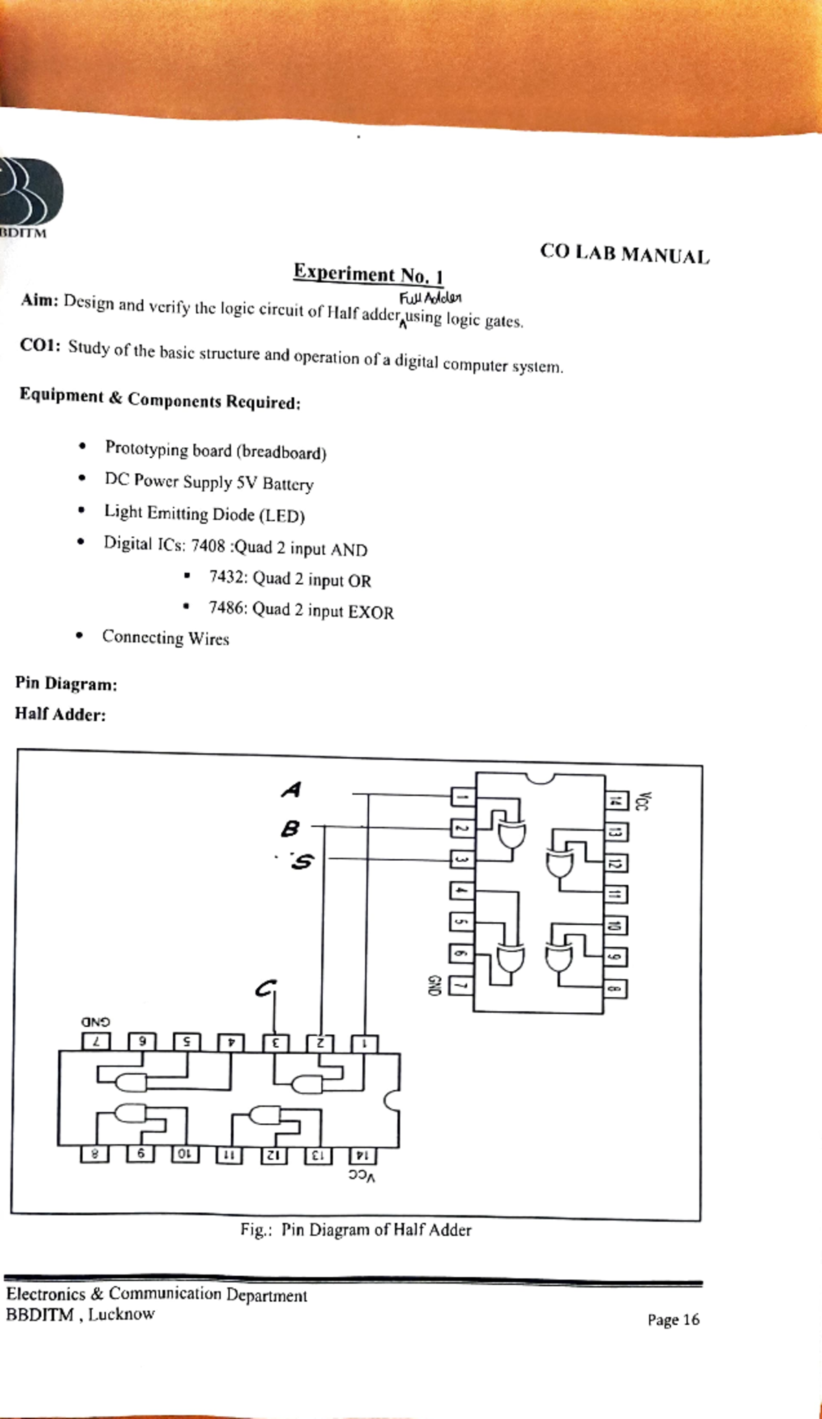 COA experiment 2-5 - coa assignments - CO LABMANUAL Experiment No. I ...