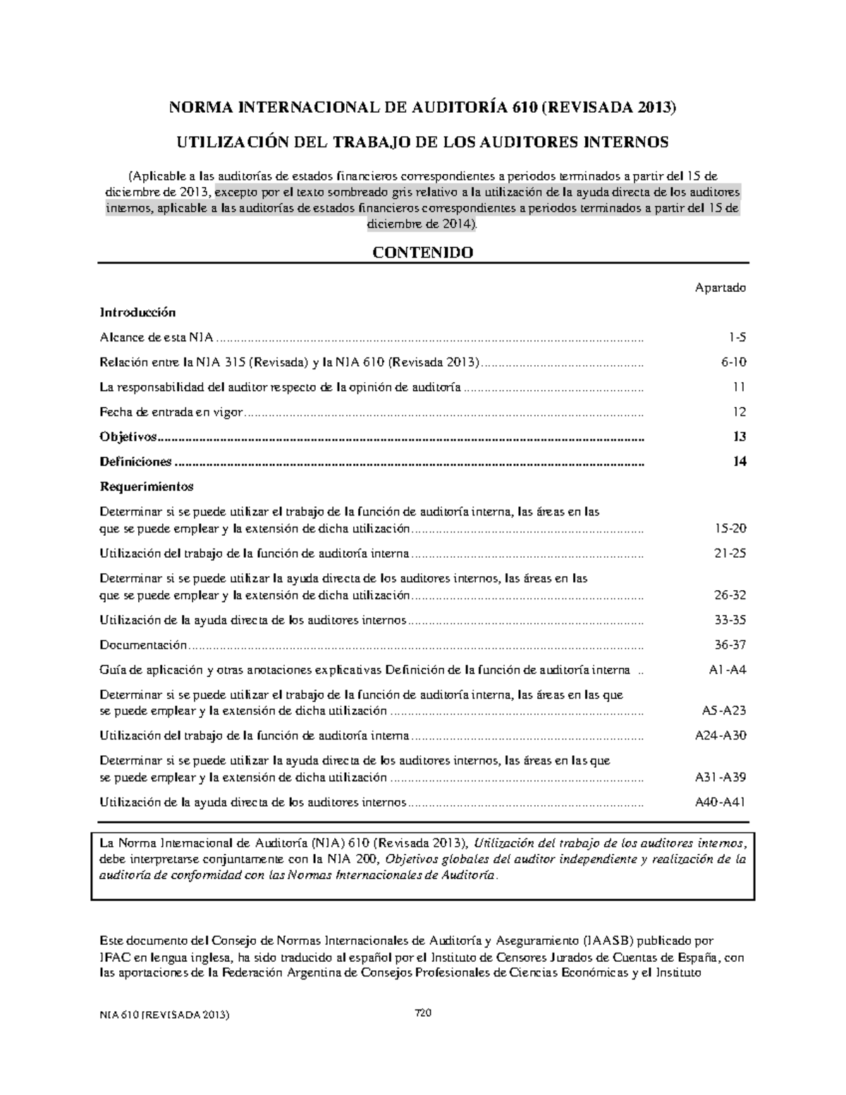 47- A045 2013 Iaasb Handbook ISA 610 (Revised 2013 ) ES wm ...
