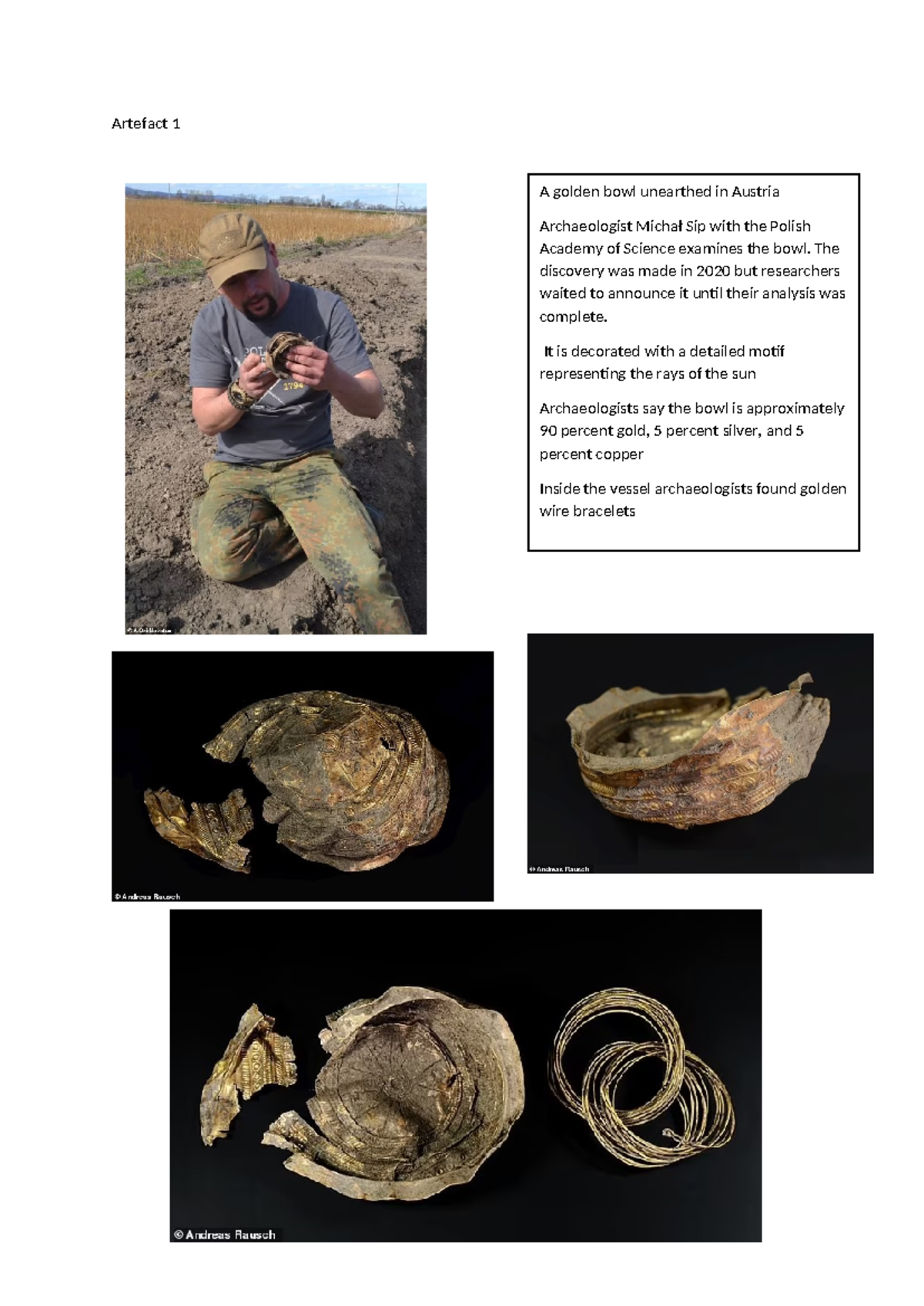 1. Artefact mapping activity - Artefact 1 A golden bowl unearthed in ...
