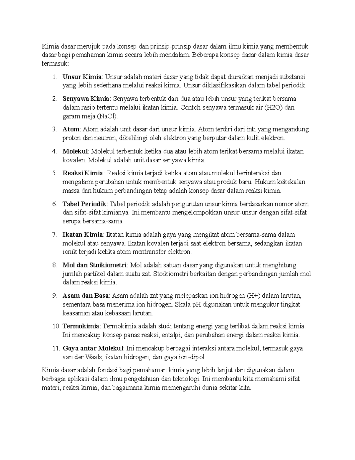 Kimia dasar - Beberapa konsep dasar dalam kimia dasar termasuk: 1 ...