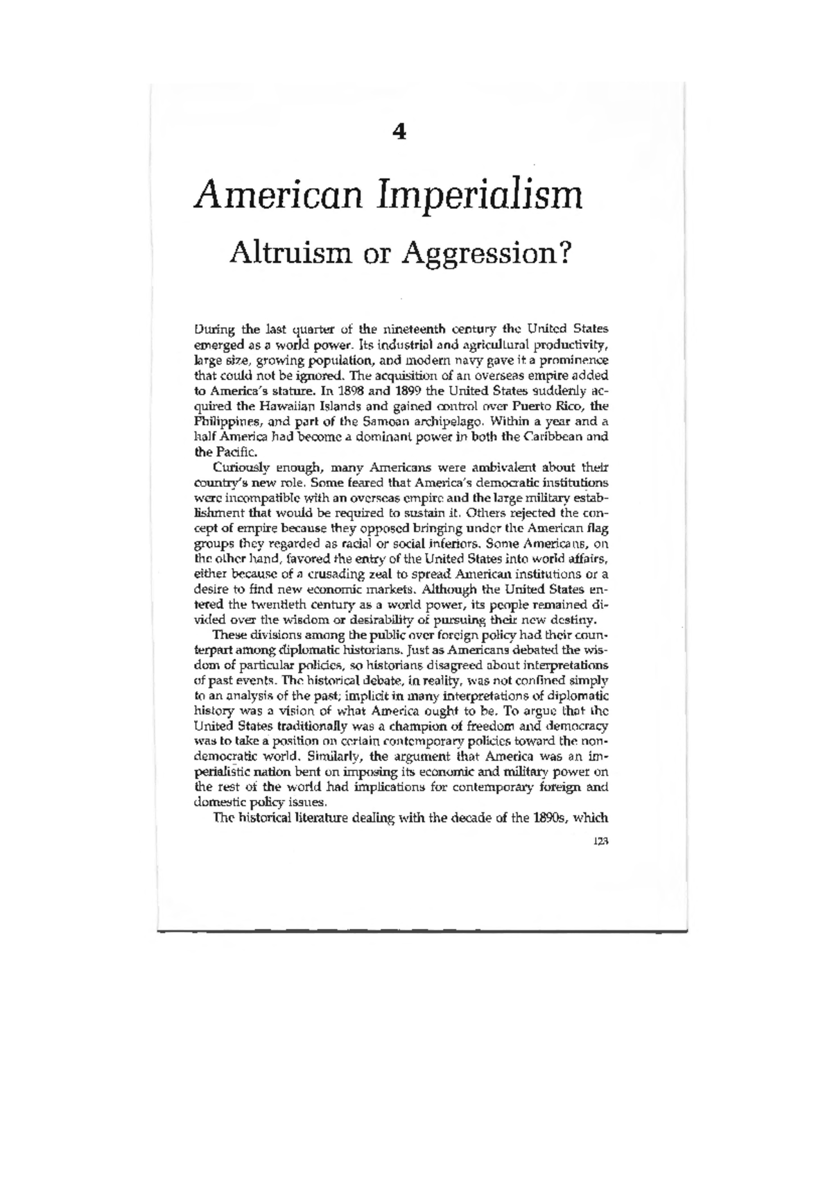 Grob & Billias American Imperialism - 4 American Imperialism Altruism ...