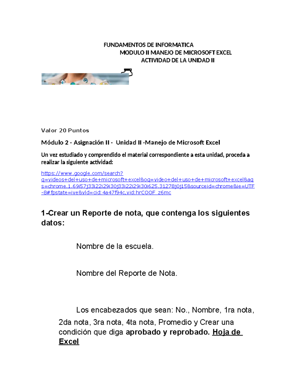 Actividad 2 Manejo de Excel (2) (17) - FUNDAMENTOS DE INFORMATICA MODULO II MANEJO DE MICROSOFT ...