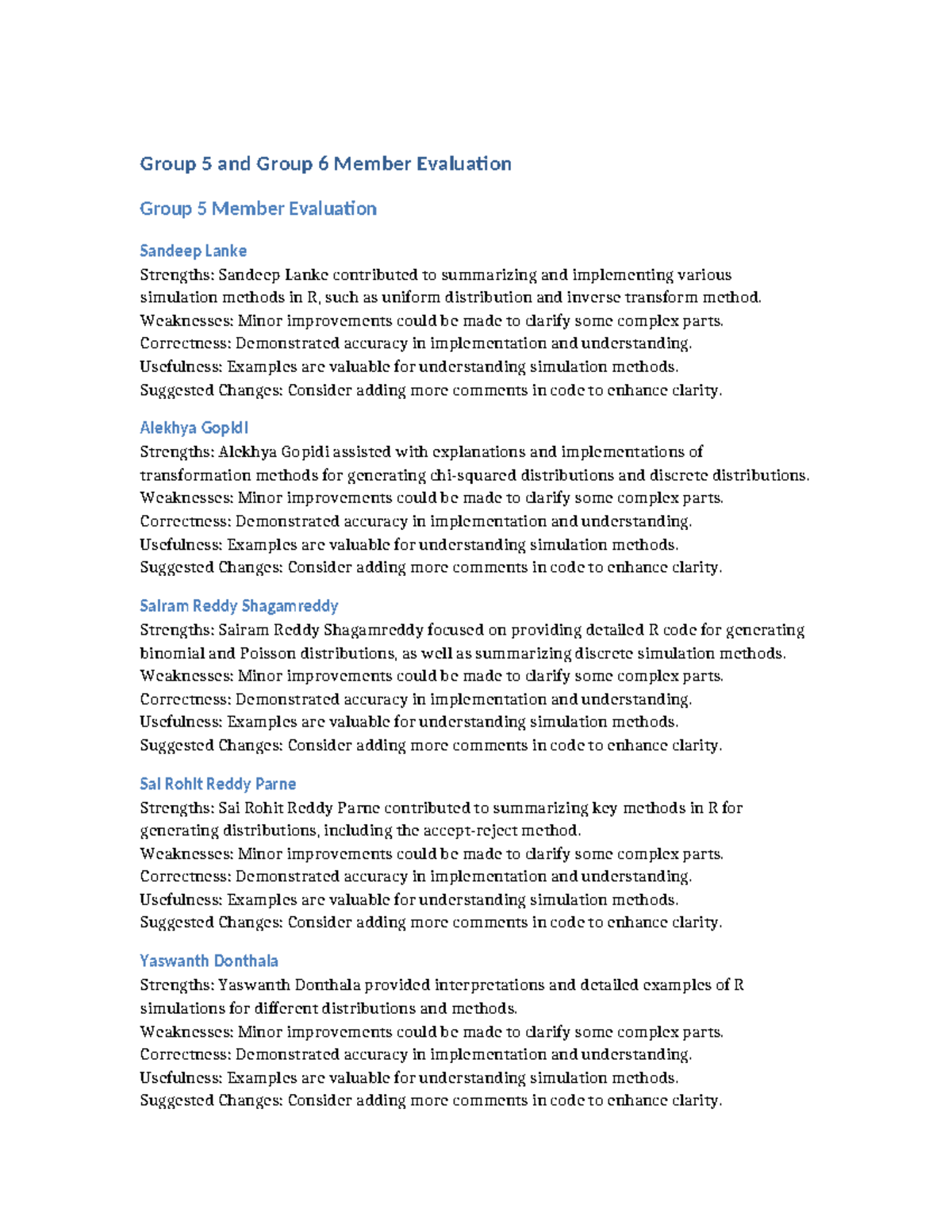 Group 5 and Group 6 Member Evaluation - Group 5 and Group 6 Member Evaluation Group 5 Member ...