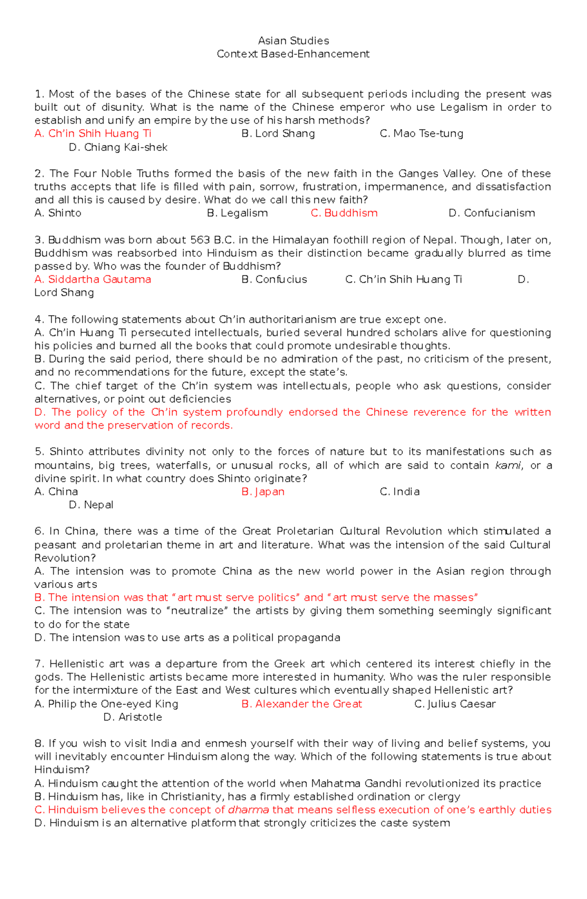 11 December 2018 CBE Asian - Asian Studies Context Based-Enhancement ...