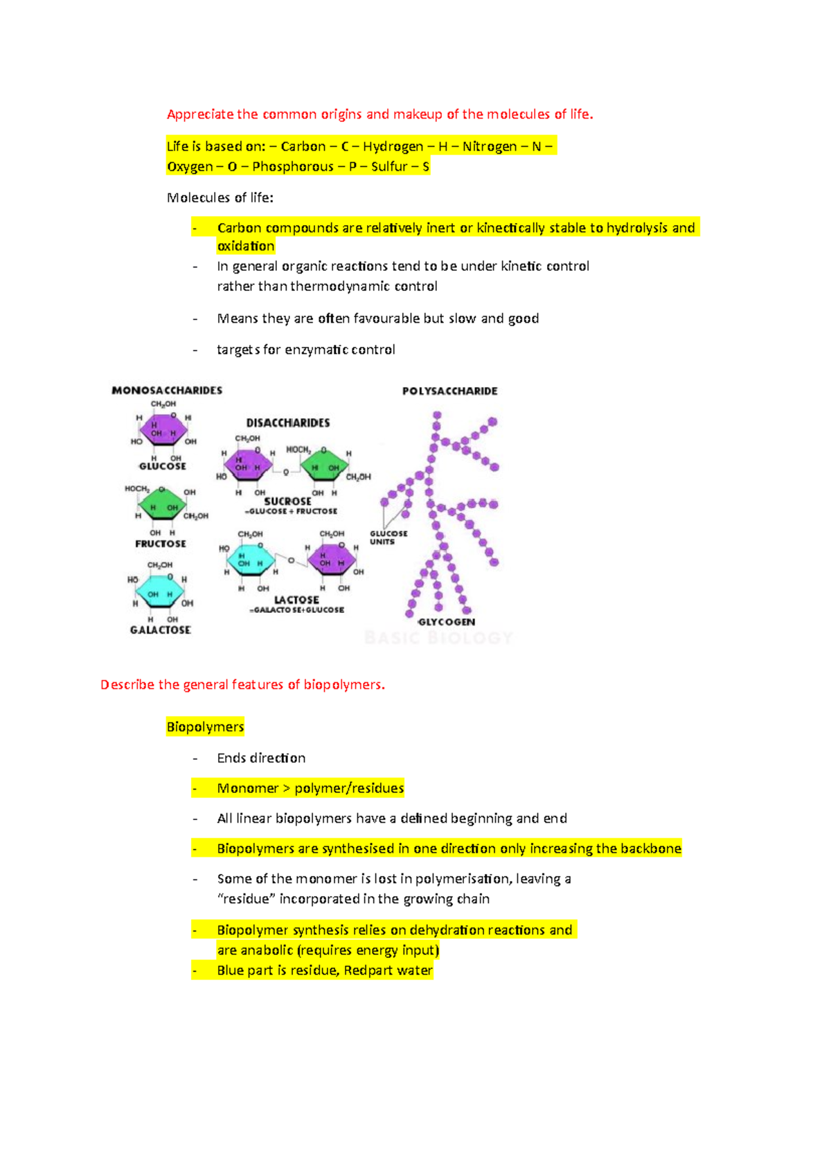 Week 1 - Lecture notes 1 - Appreciate the common origins and makeup of ...