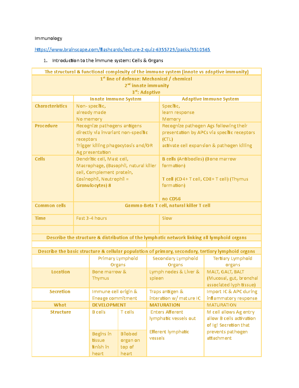 Immunology lecture notes - 91401 - Studocu