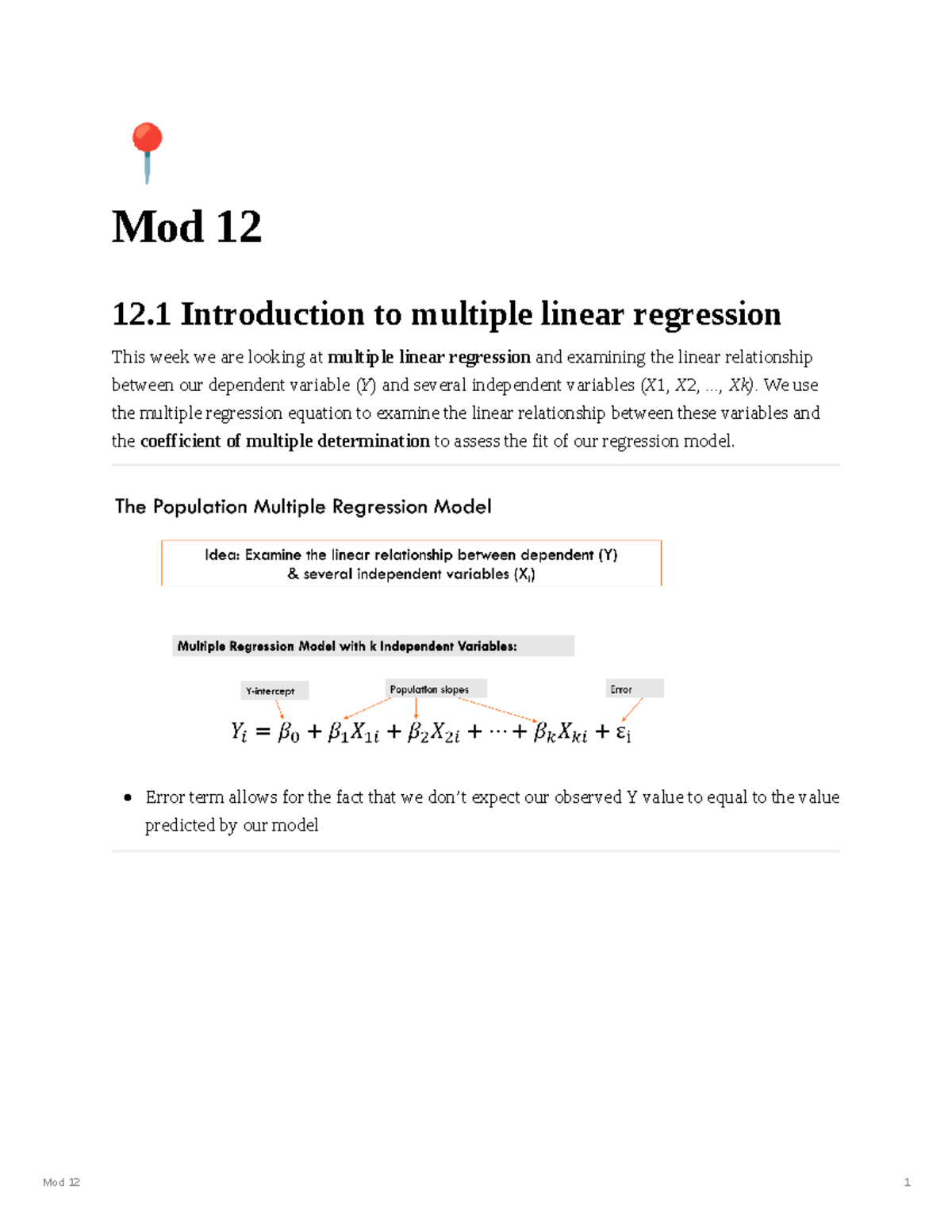 Module 12 Lec Notes - 📍 Mod 12 12 Introduction to multiple linear ...
