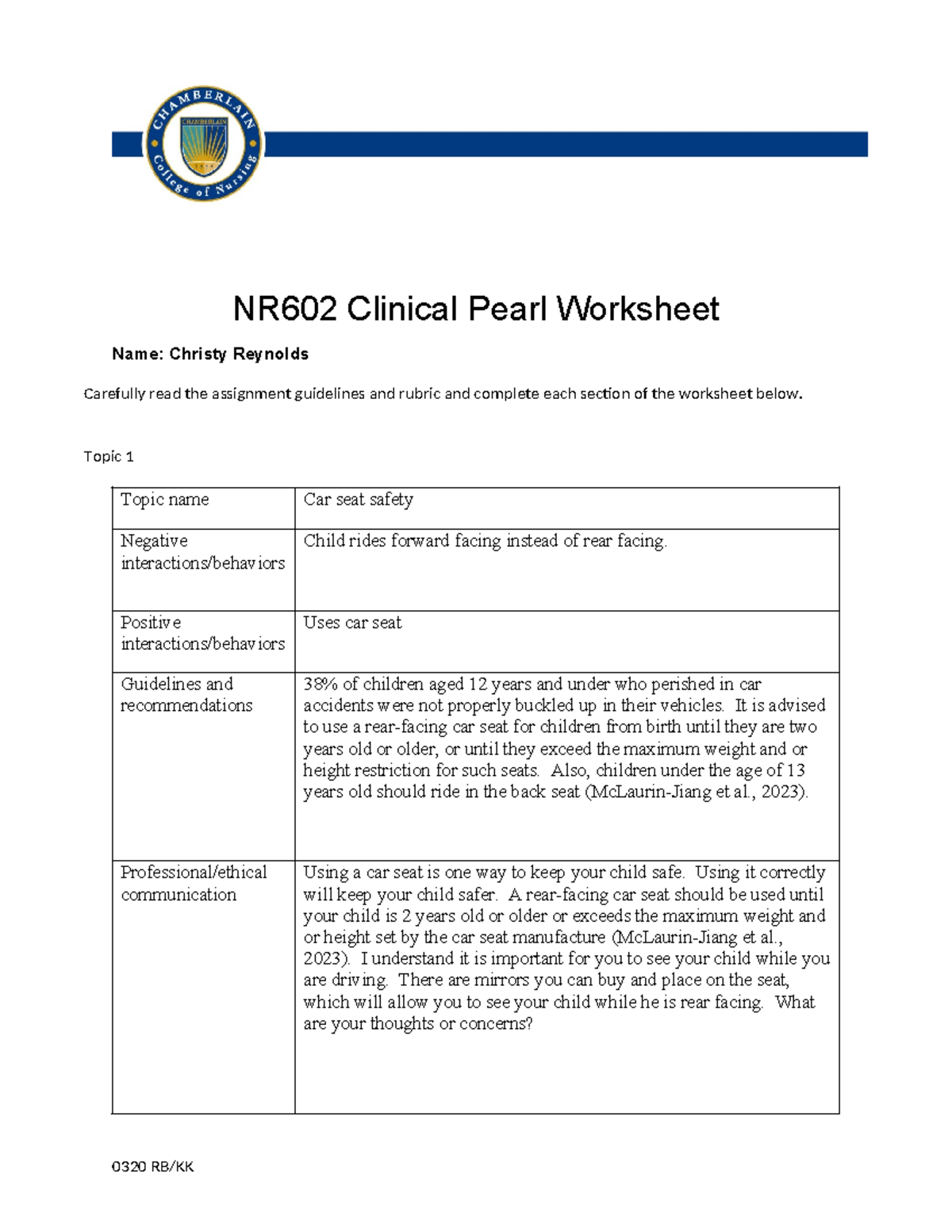 NR602 W2 Clinical Pearl Worksheet - NR602 Clinical Pearl Worksheet Name ...