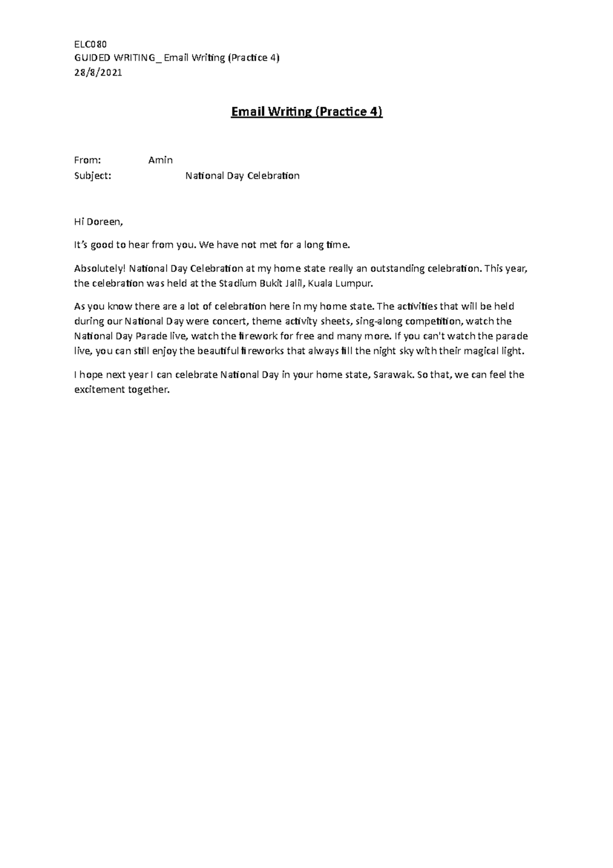 Email Writing Practice 4 We Have Not Met For A Long Time