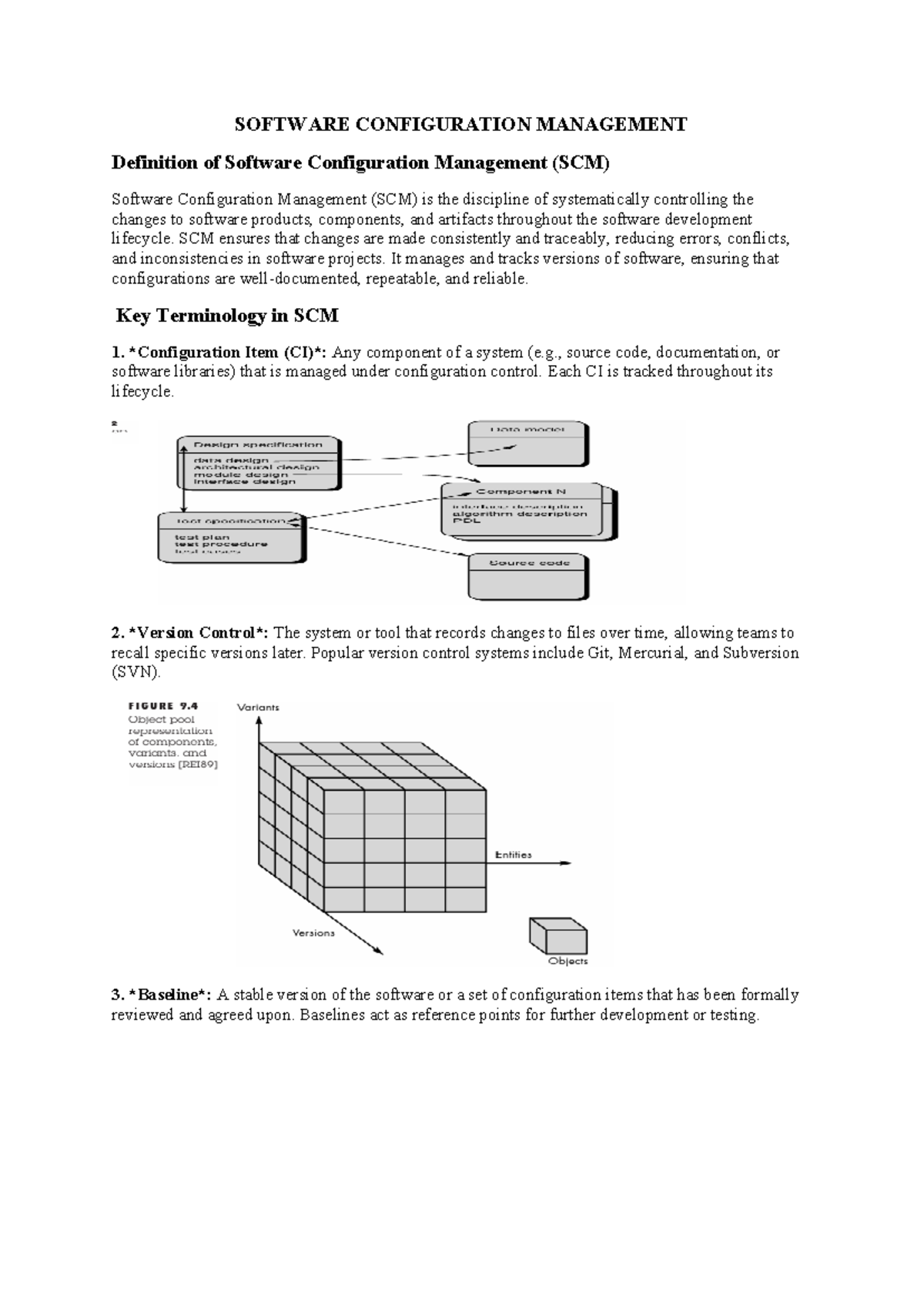 Unit 4 Software Engineering II Bsc CS - SOFTWARE CONFIGURATION ...