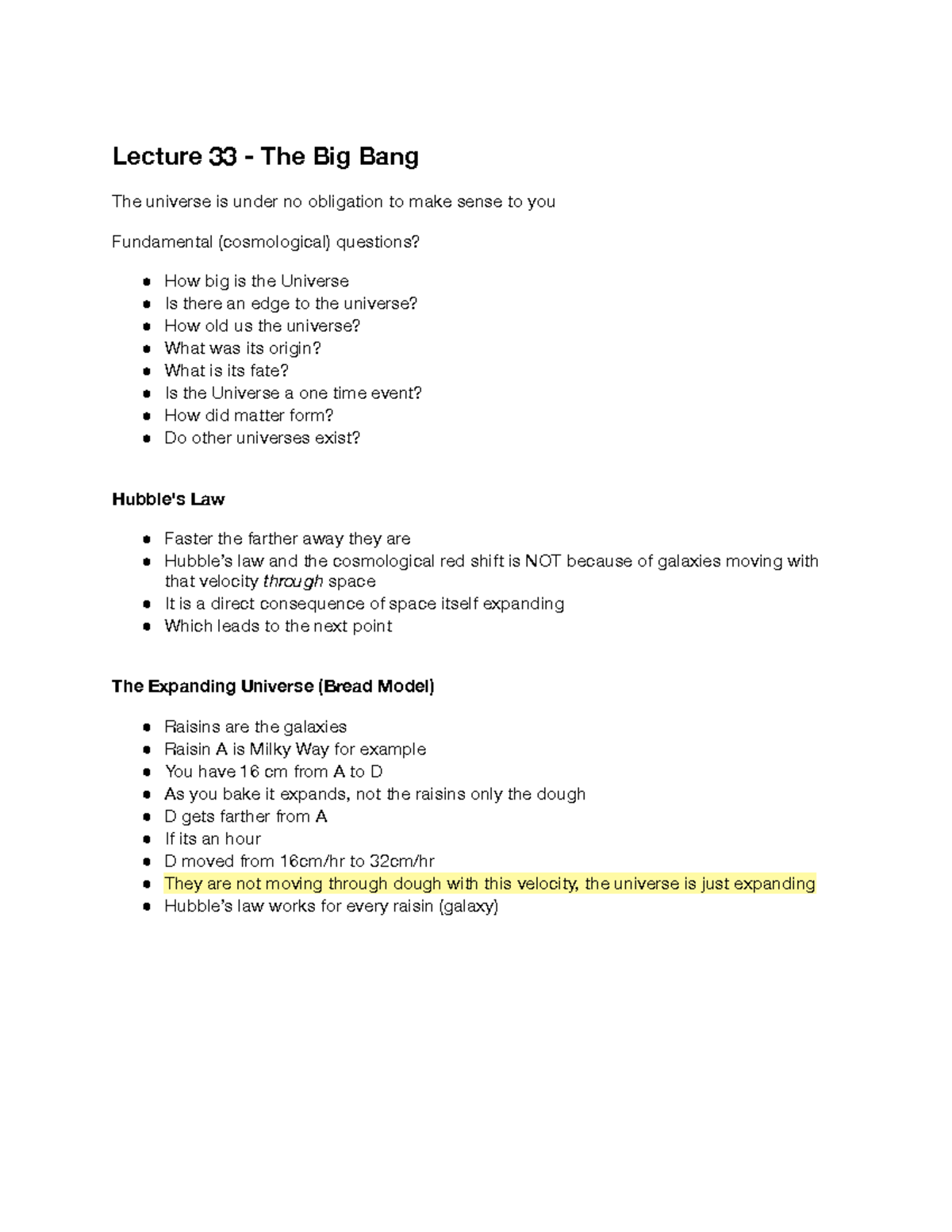 Lecture 33 - The Big Bang - Lecture 33 - The Big Bang The universe is ...