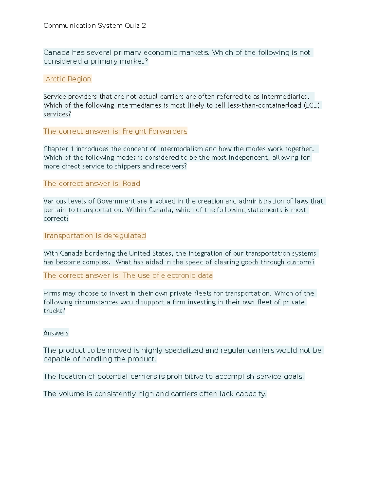 Communication System Quiz 2 - Com206C - UVic - Studocu