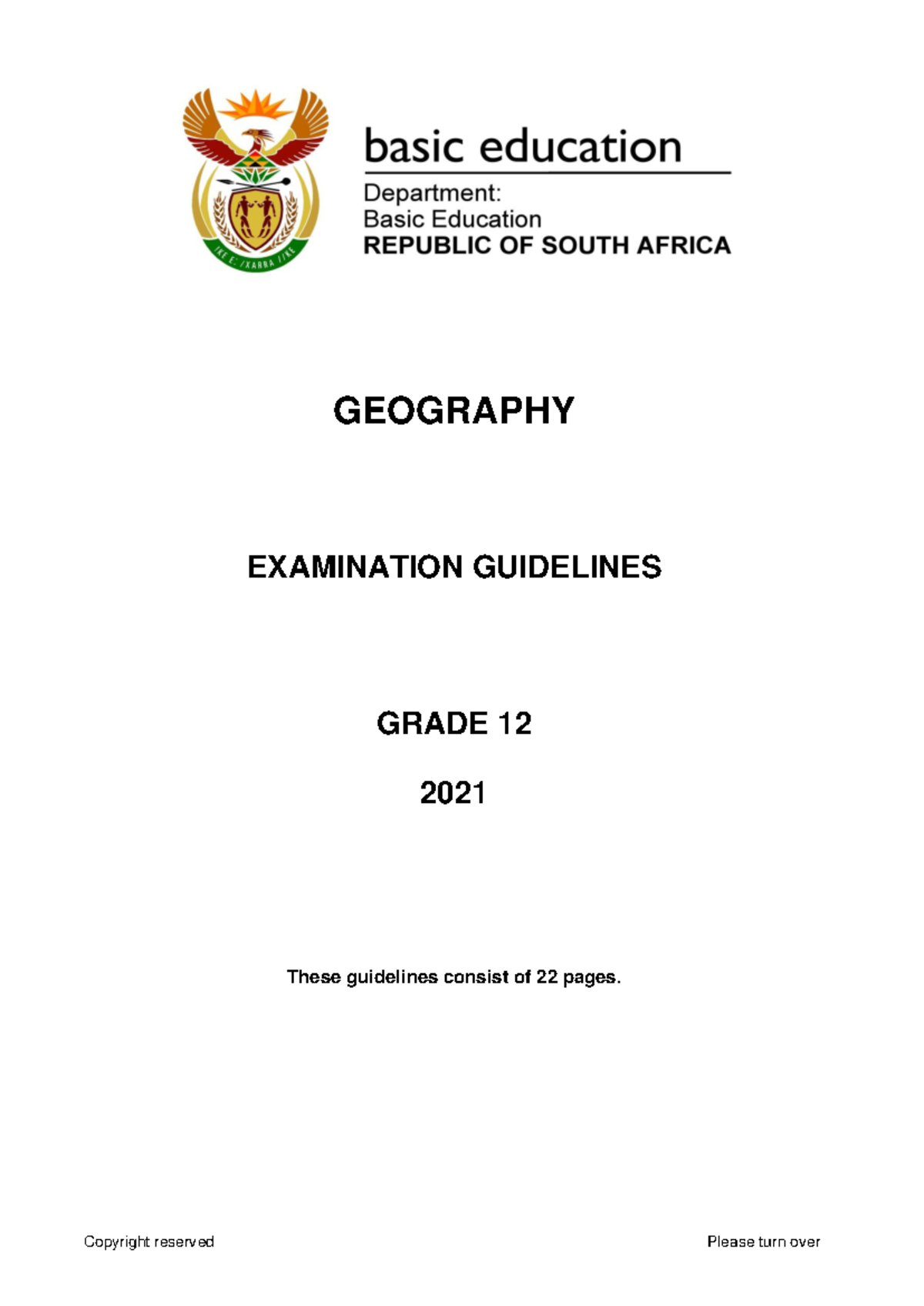 Geography GR 12 Exam Guidelines 2021 Eng - GEOGRAPHY EXAMINATION ...