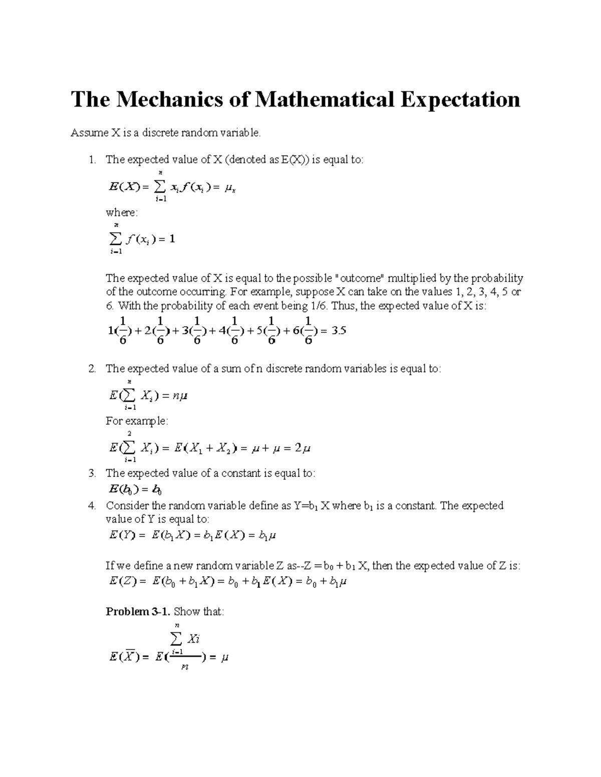 Notes for the Beginning Lectures - The Mechanics of Mathematical ...